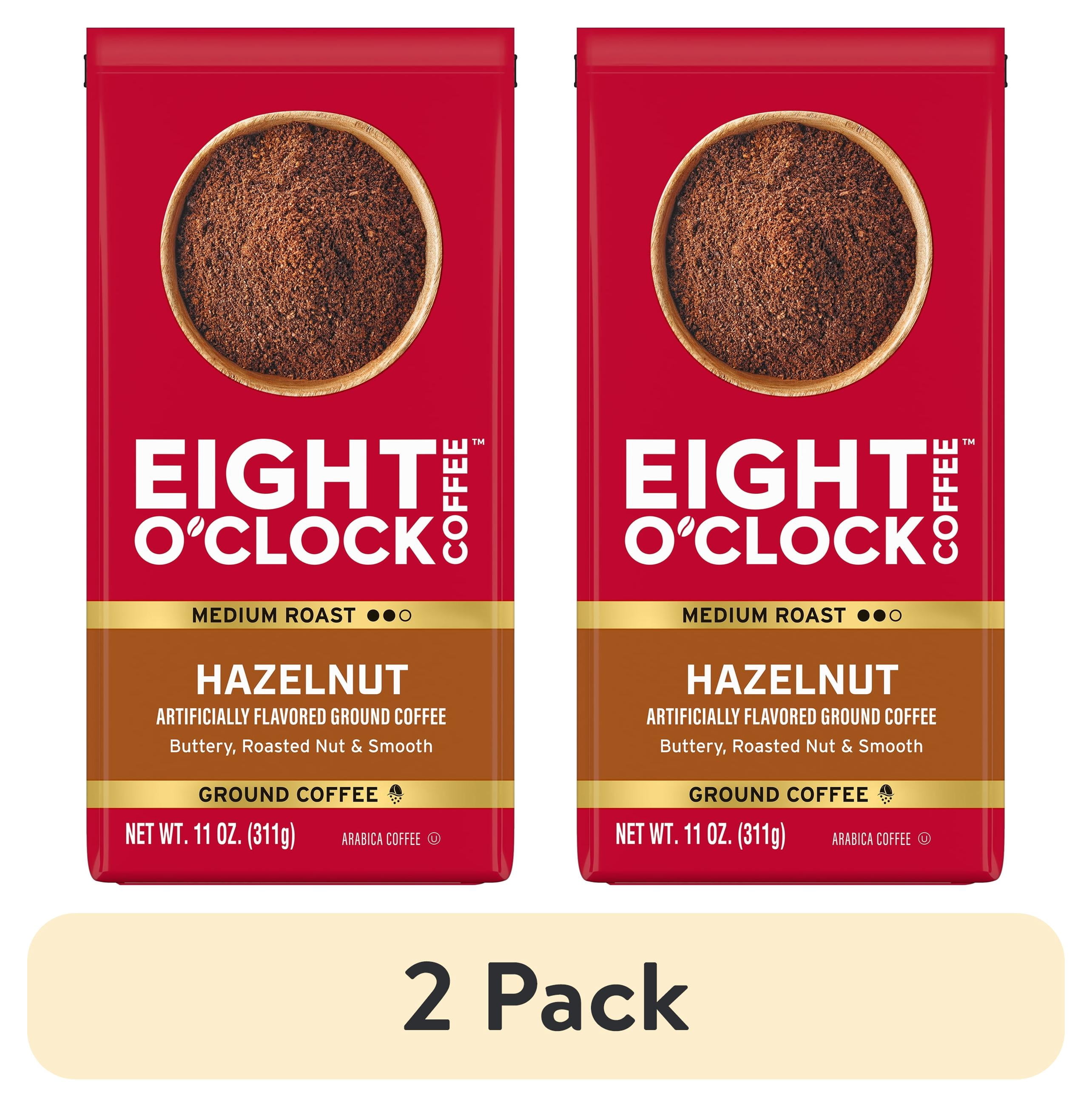 (2 pack) Eight O'Clock Coffee Medium Roast Ground Hazelnut Coffee 11 oz ...