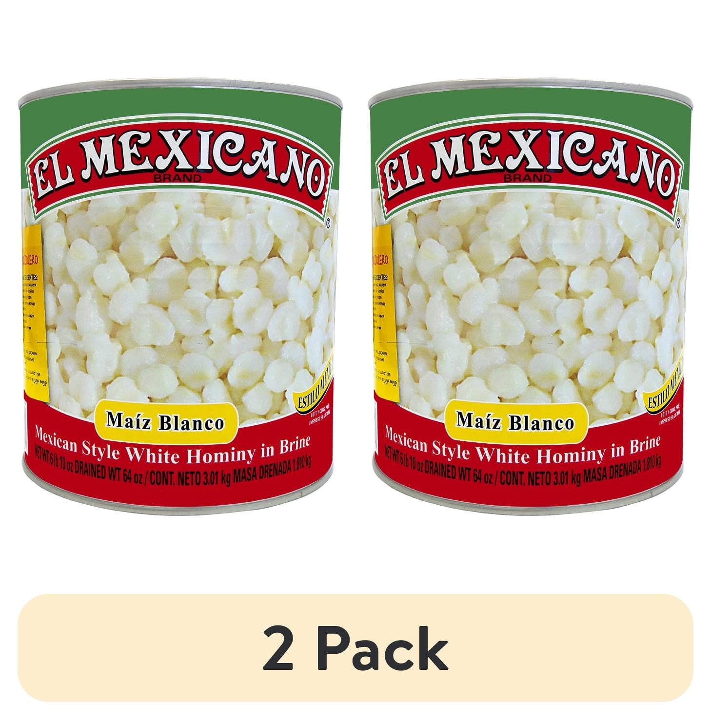 (2 pack) El Mexicano Maiz Blanco, Mexican Style White Hominy, 6 lb Can ...