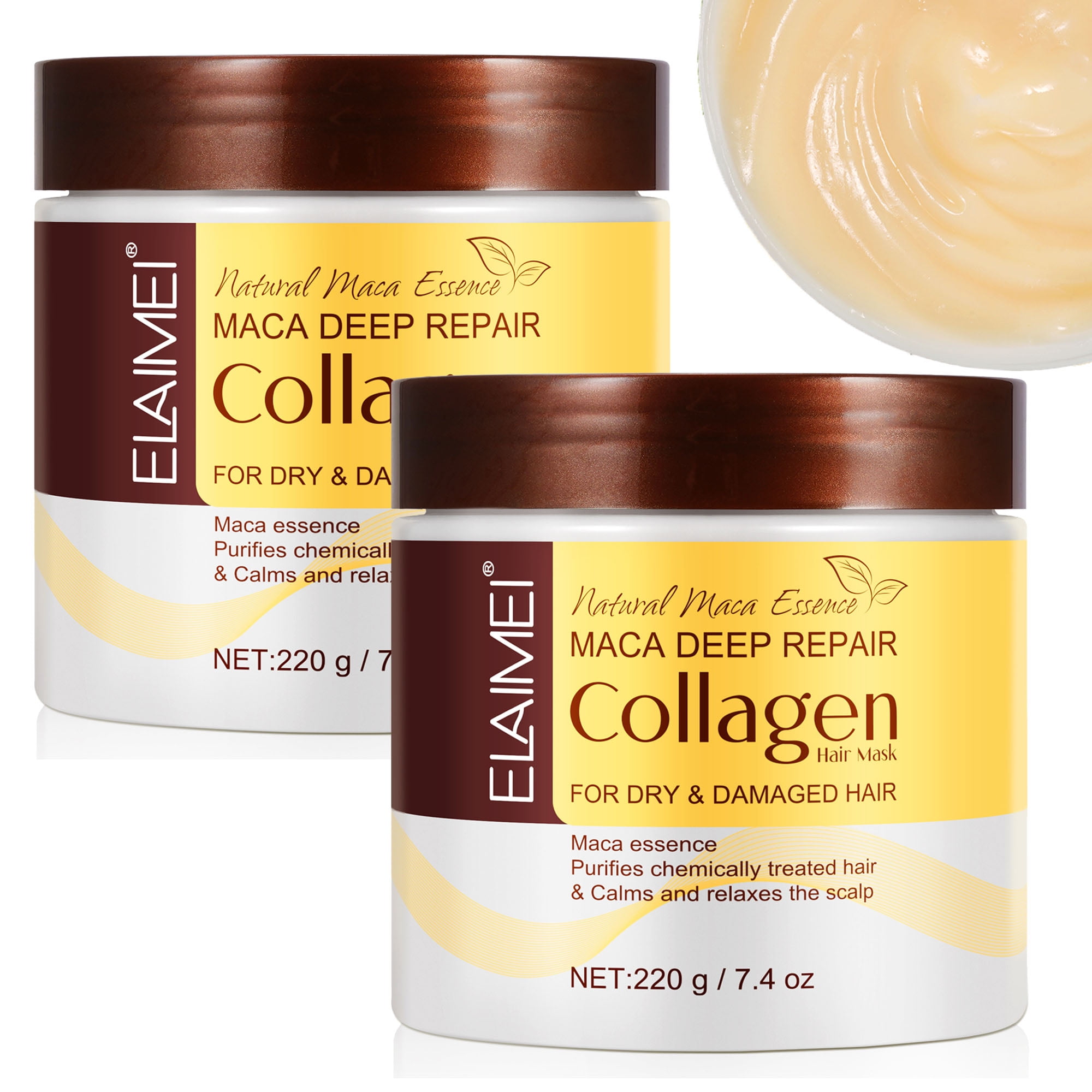 (2 pack) Elaimei Maca Deep Hydrating Colllagen Hair Mask 220ml - Walmart.com