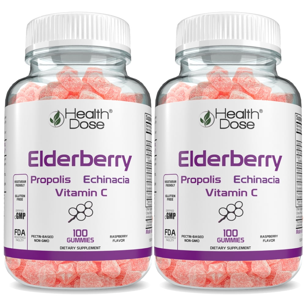 (2 pack) Elderberry Sambucus Gummy Vitamins Men & Women by Health Dose ...