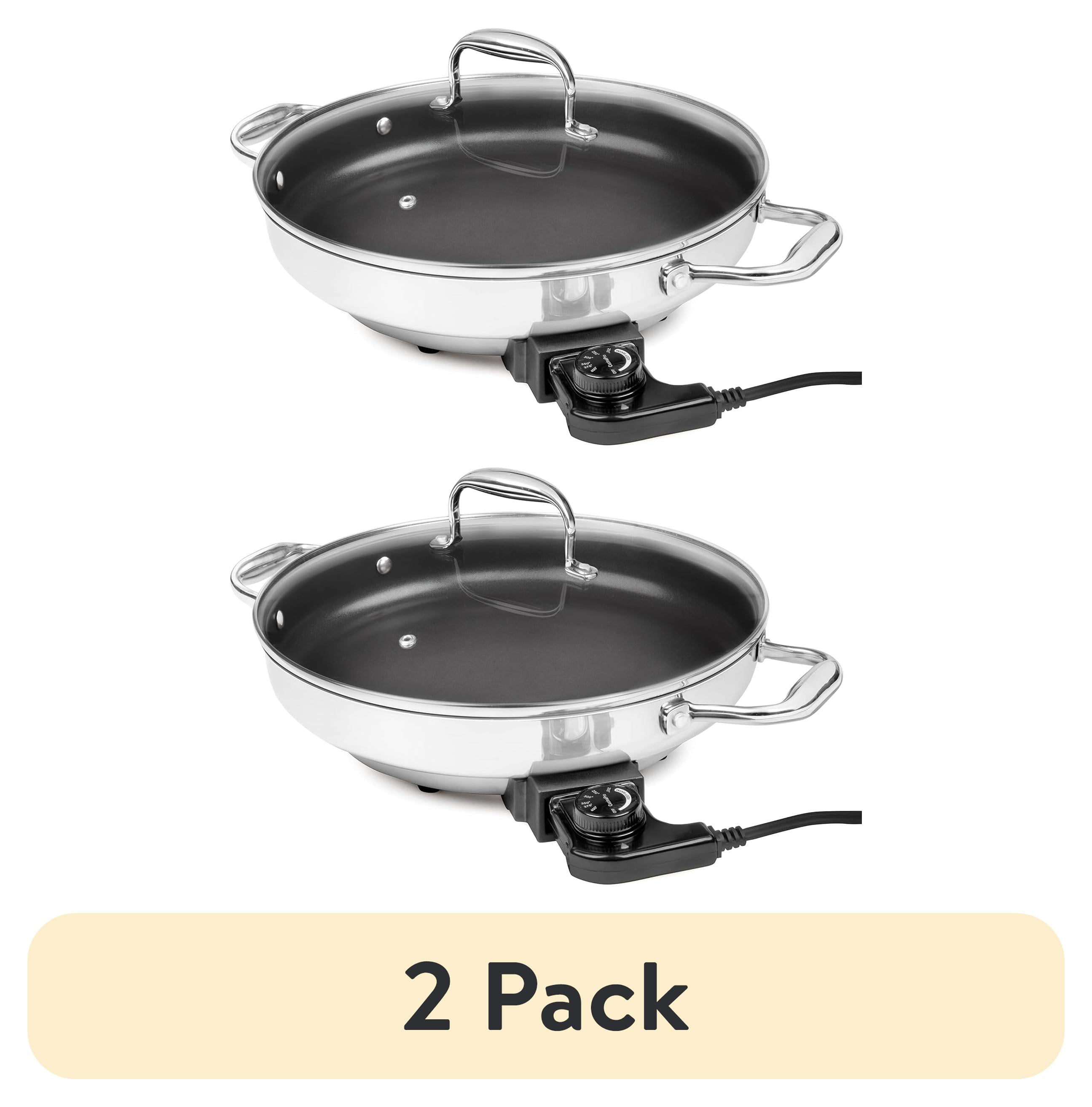 (2 pack) Electric Skillet By Cucinapro - 18/10 Stainless Steel, Frying ...