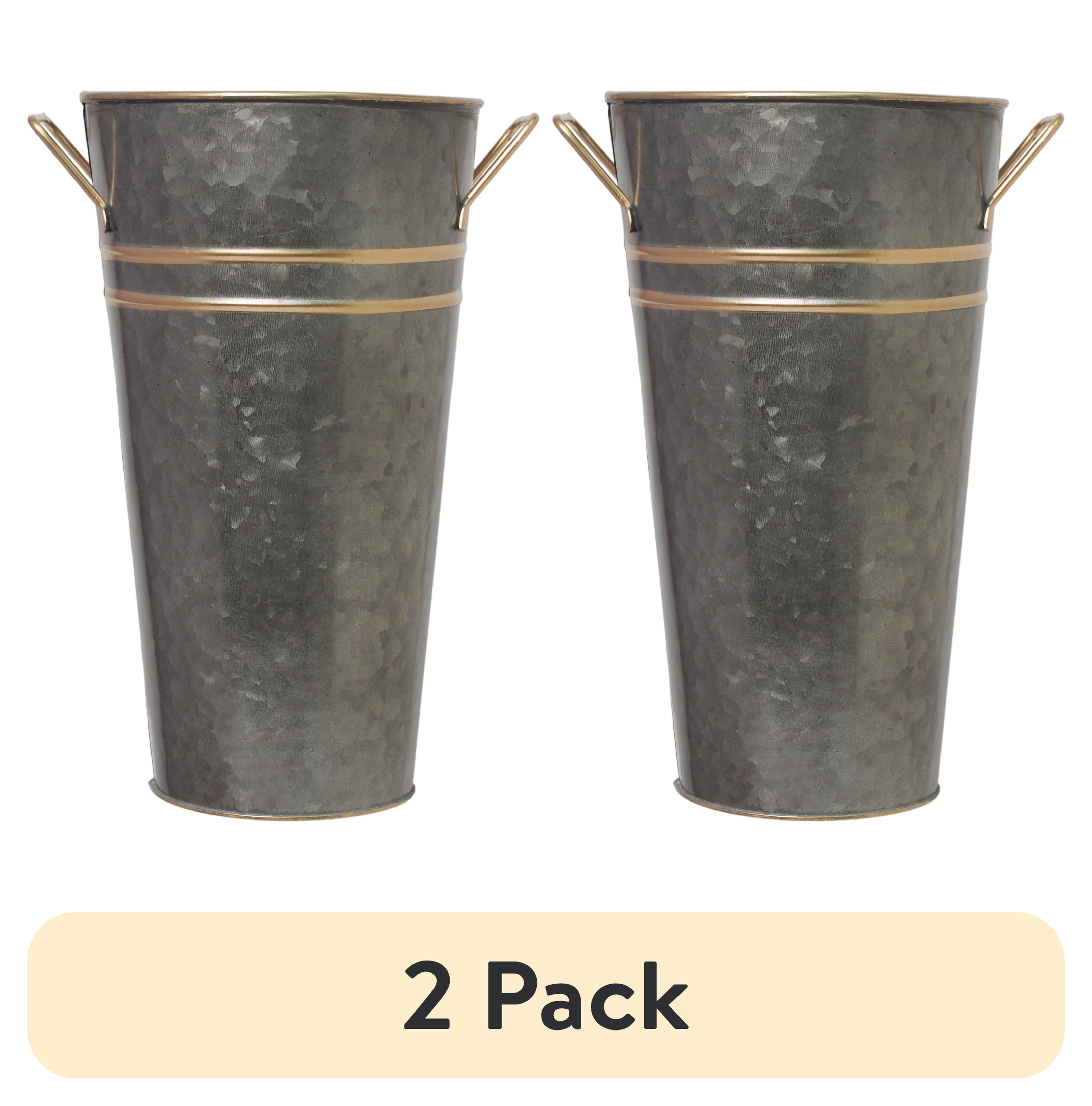 (2 pack) Elegant Expressions by Hosley Metal French Bucket with Handles ...