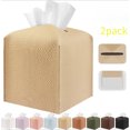 2 pack Elegant Tissue Box Cover Holder Square Tissue Cube Cover PU ...