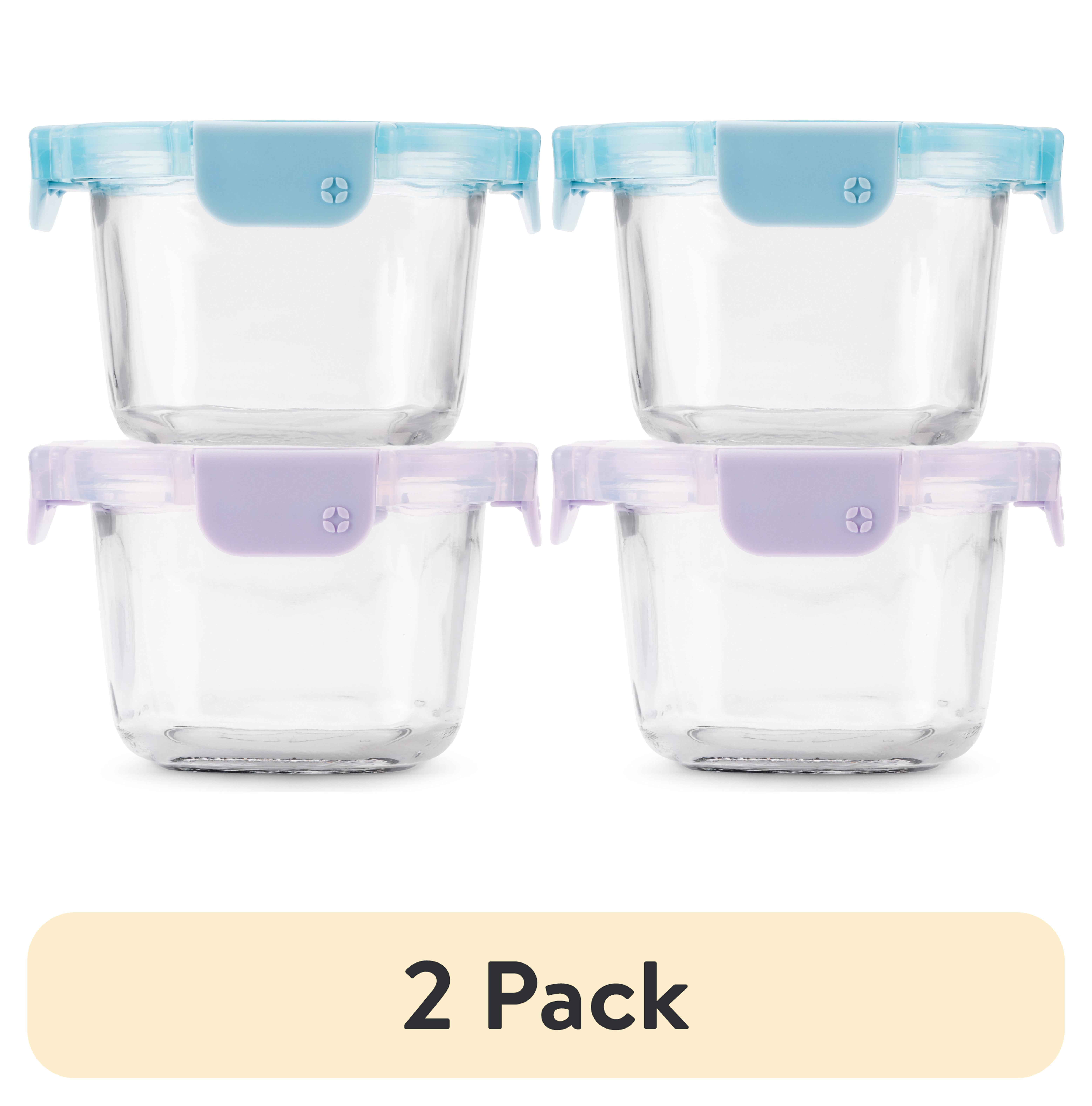 (2 pack) Ello Color Lock Clear Glass Leak-Proof Food Storage Container ...