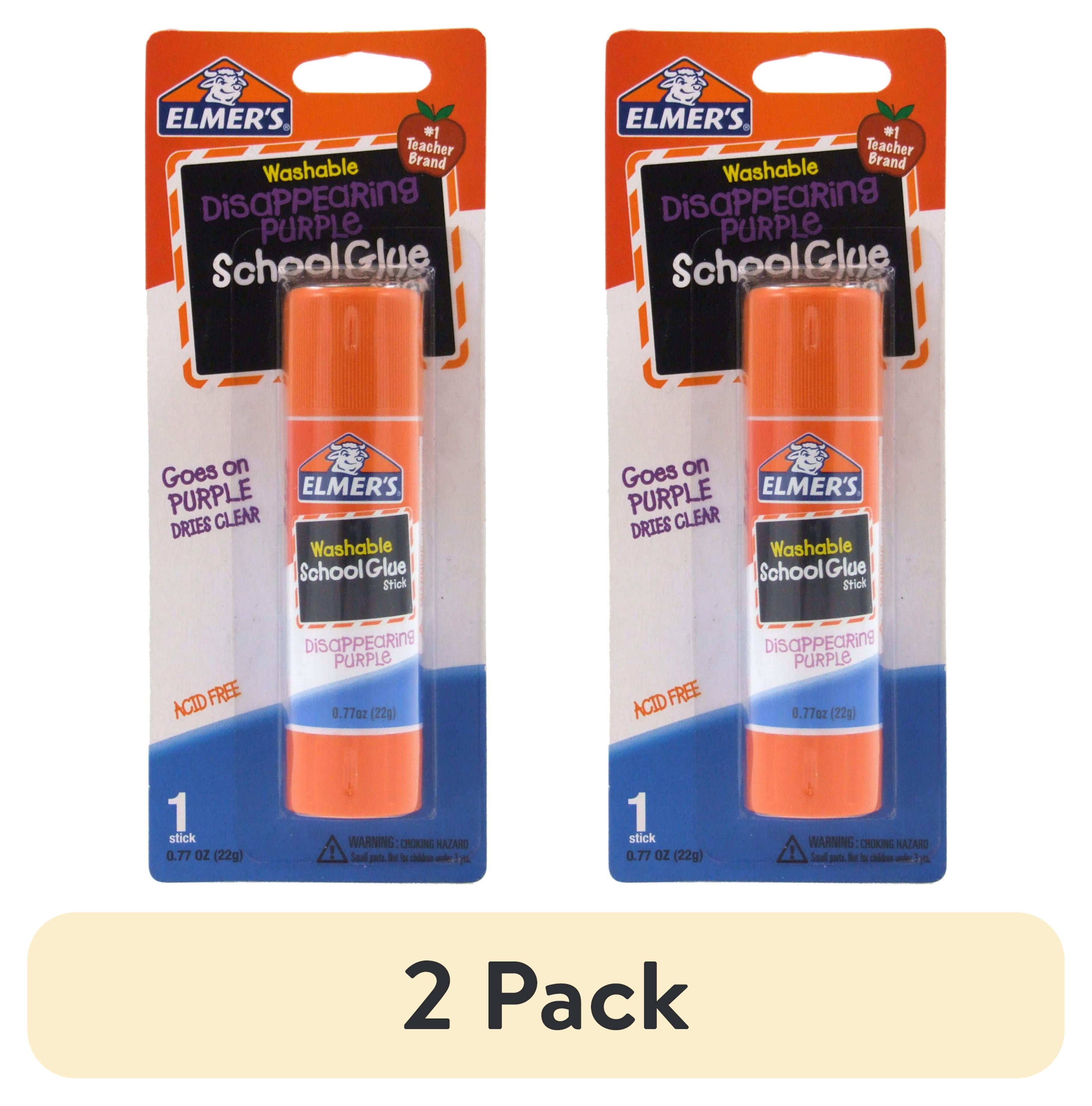 (2 pack) Elmer's Disappearing Purple School Glue Stick, Washable, 22 ...