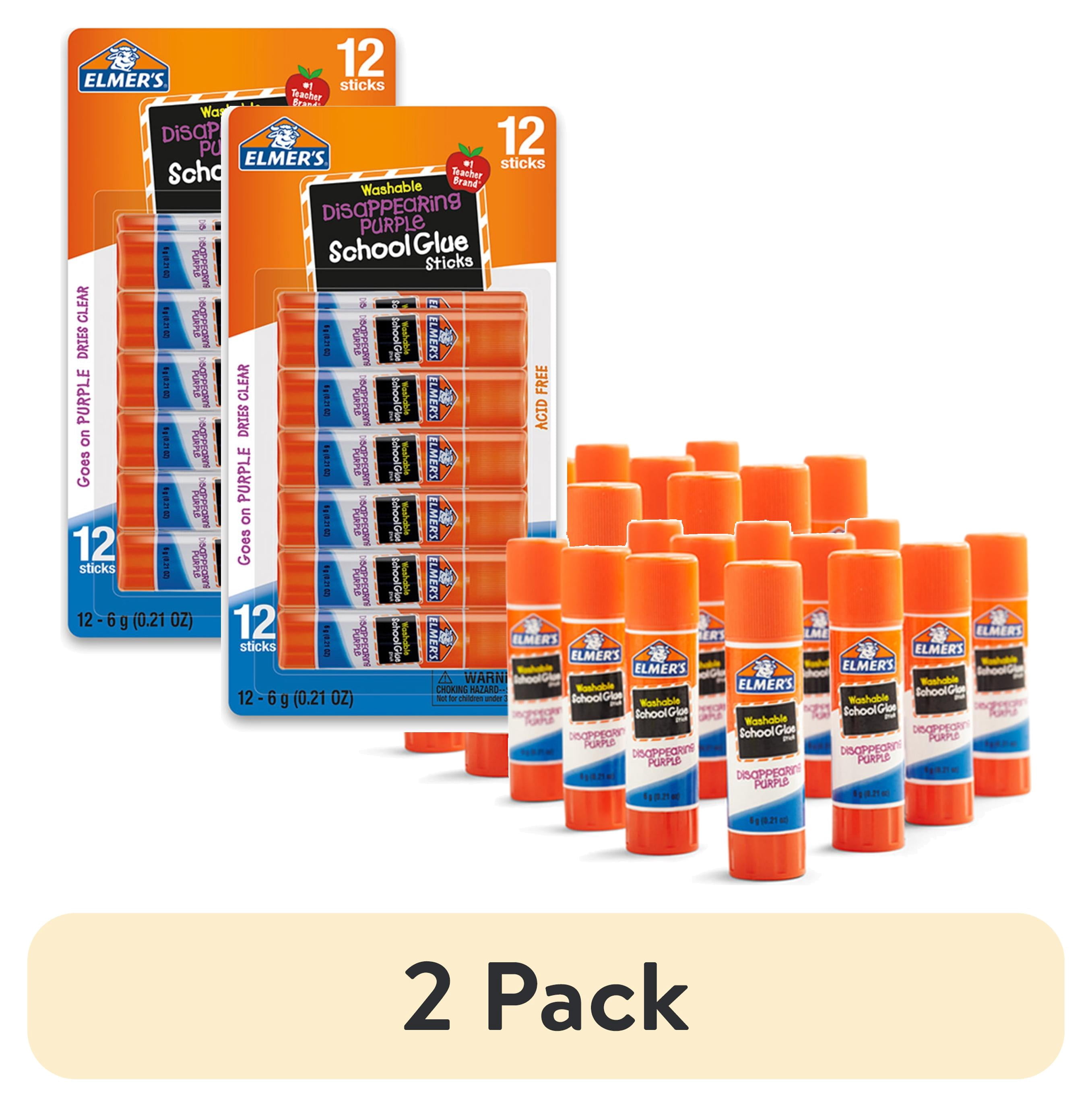 (2 pack) Elmer's Disappearing Purple Washable School Glue Sticks, 6 ...