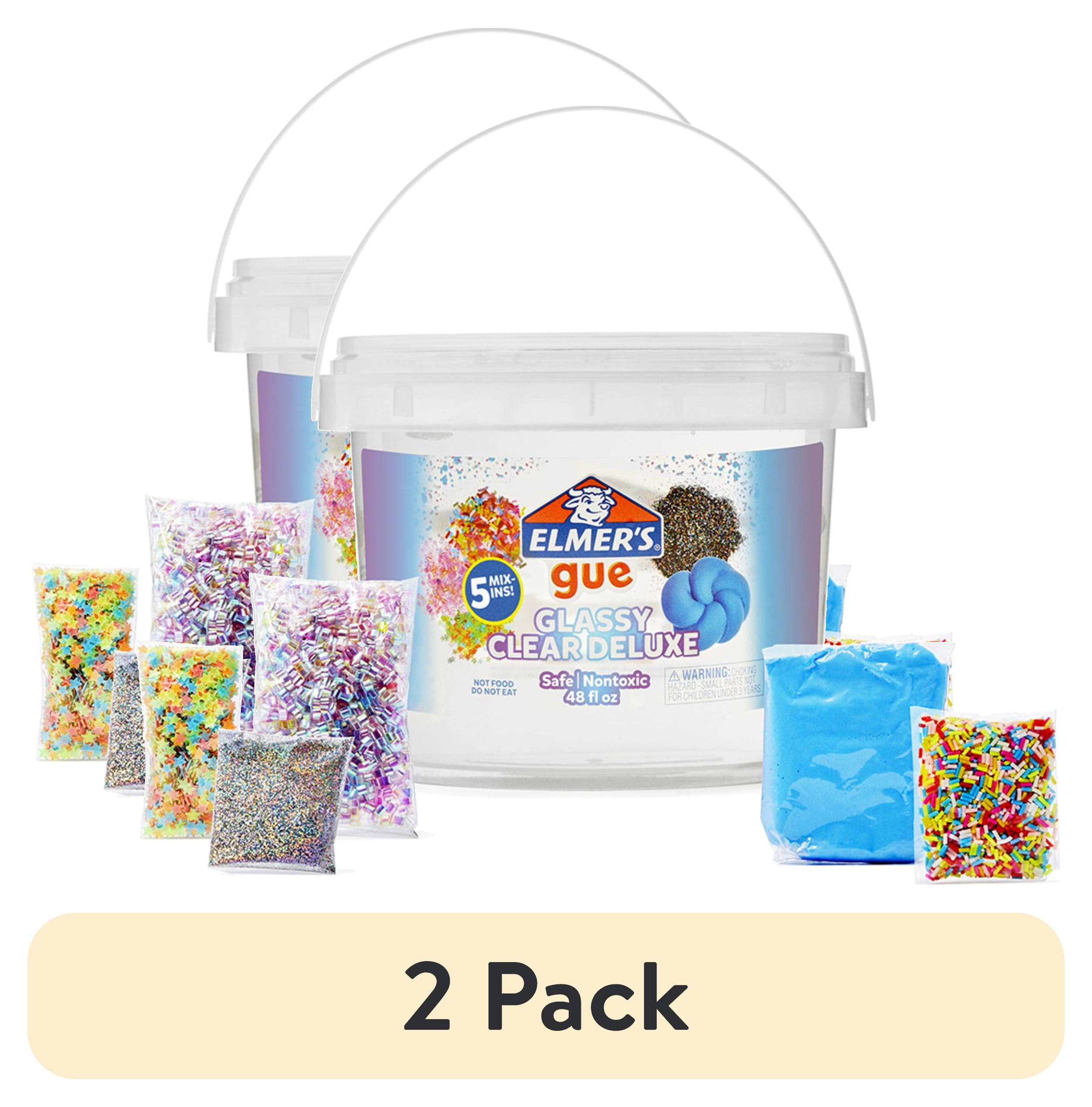 (2 pack) Elmer's Glue Premade Slime, Glassy Clear Slime, Includes 5 ...