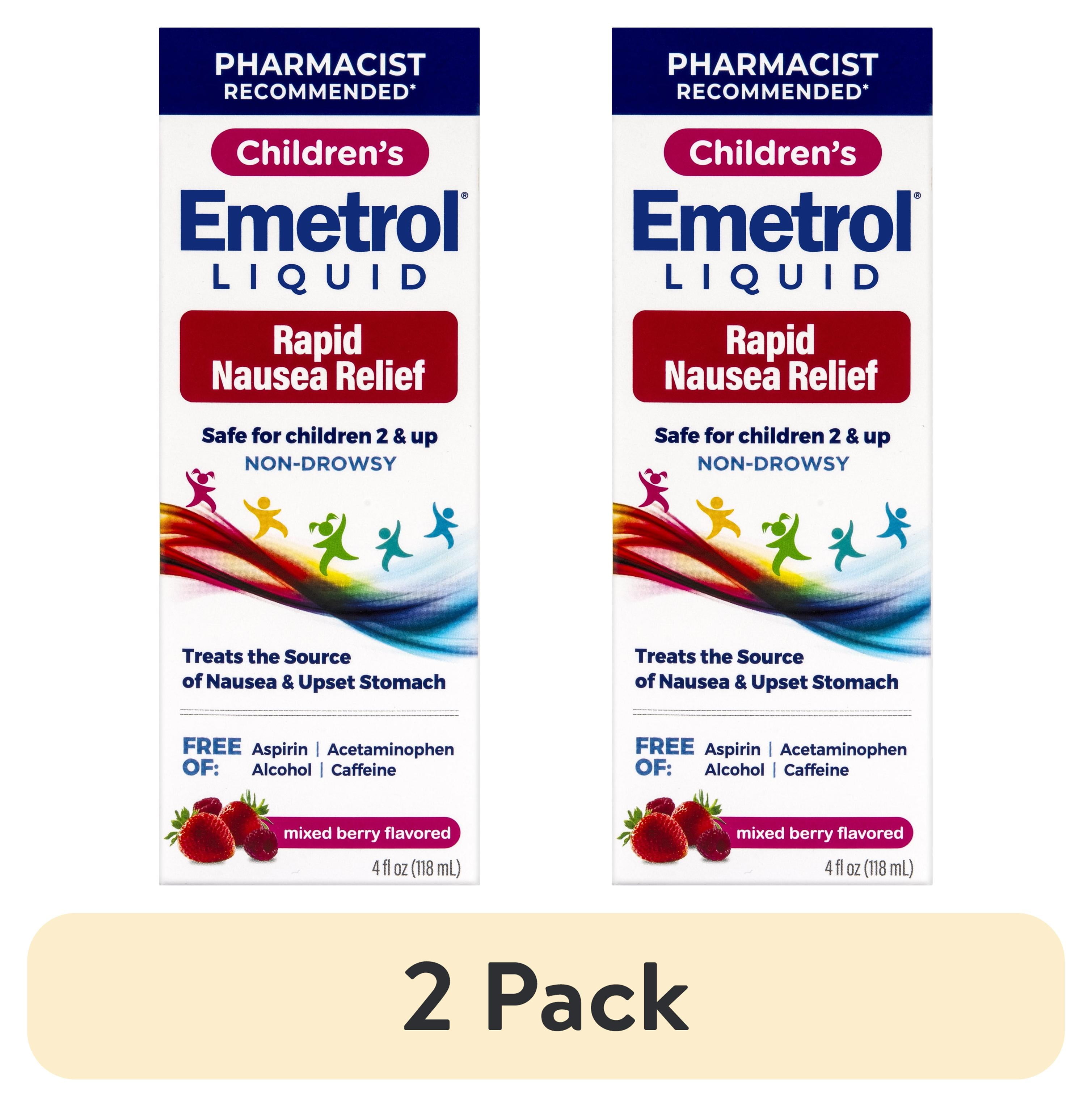 (2 pack) Emetrol Kids Nausea and Upset Stomach Relief, Liquid, Mixed ...