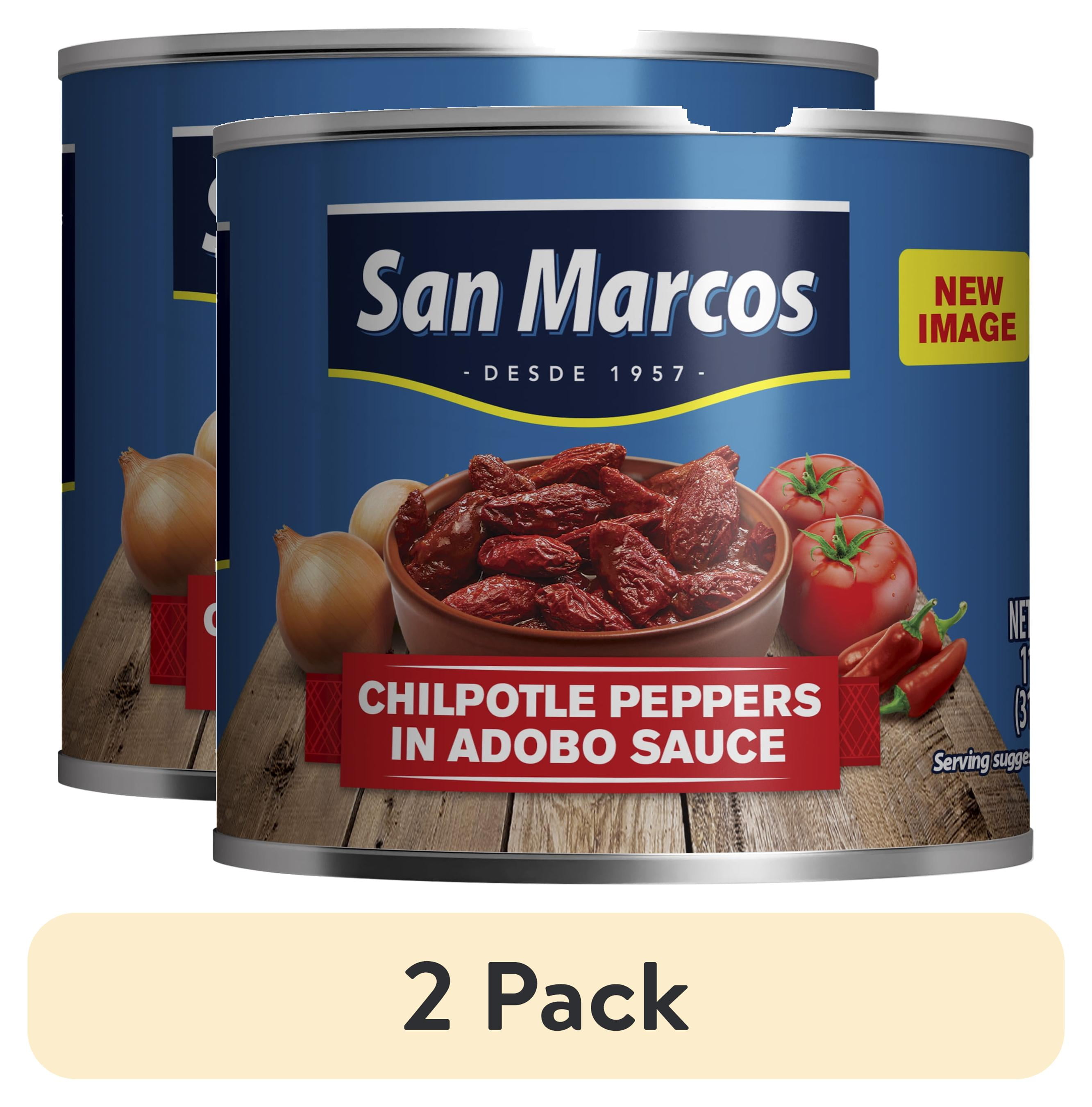 (2 pack) San Marcos Shelf Stable Chipotle Peppers in Adobo Sauce, 11 oz ...