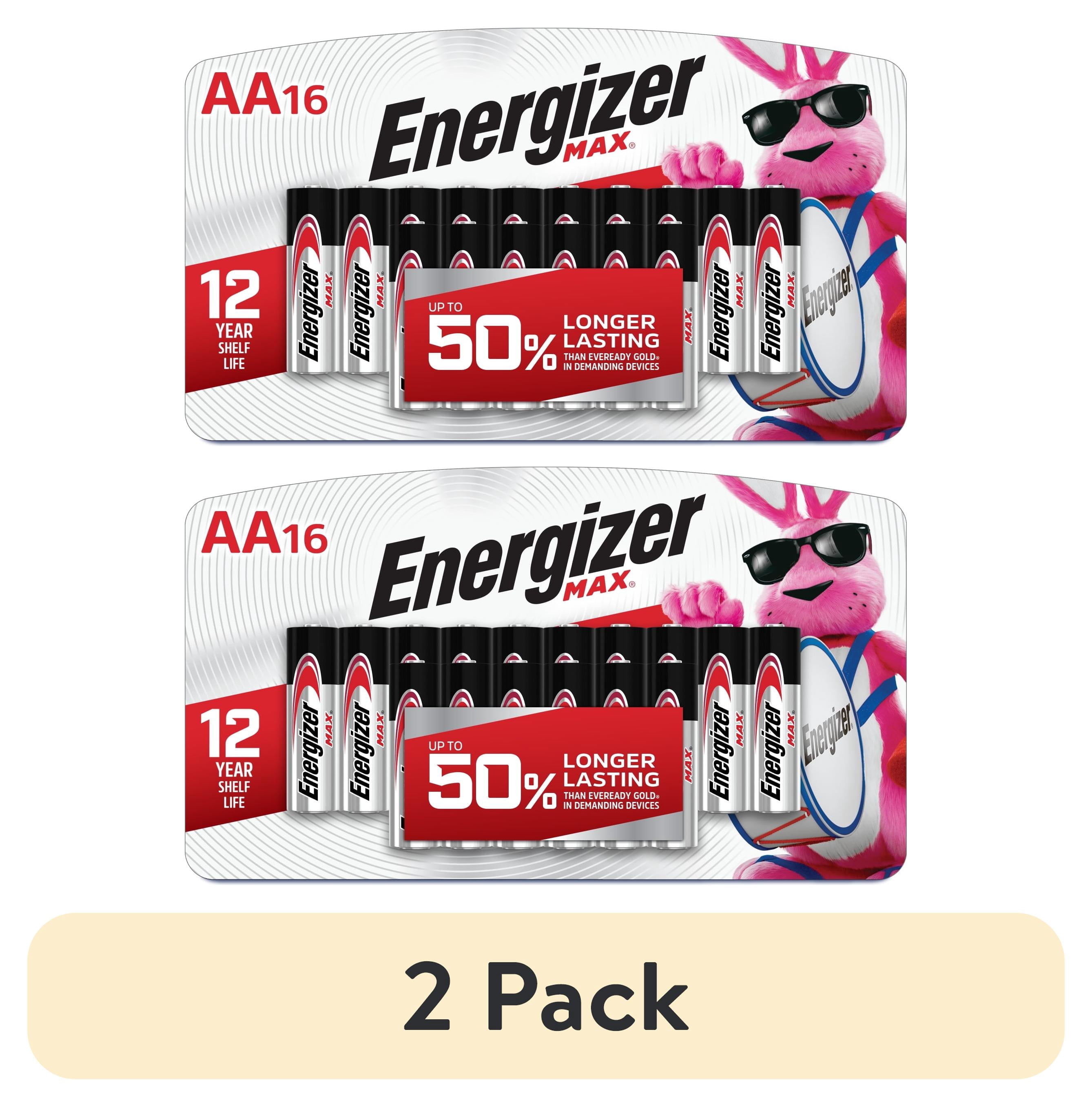 (2 pack) Energizer MAX AA Batteries (16 Pack), Double A Batteries ...