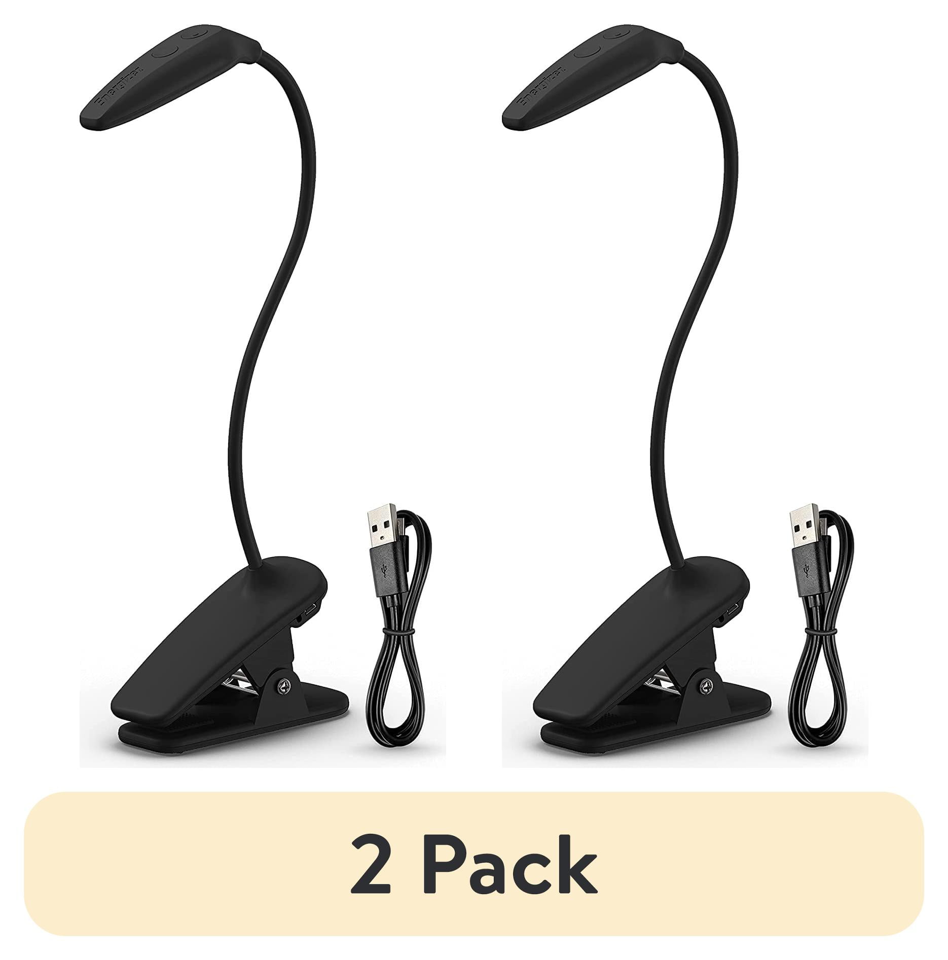 (2 pack) Energizer Rechargeable LED Book Light, Clip On Reading Light ...