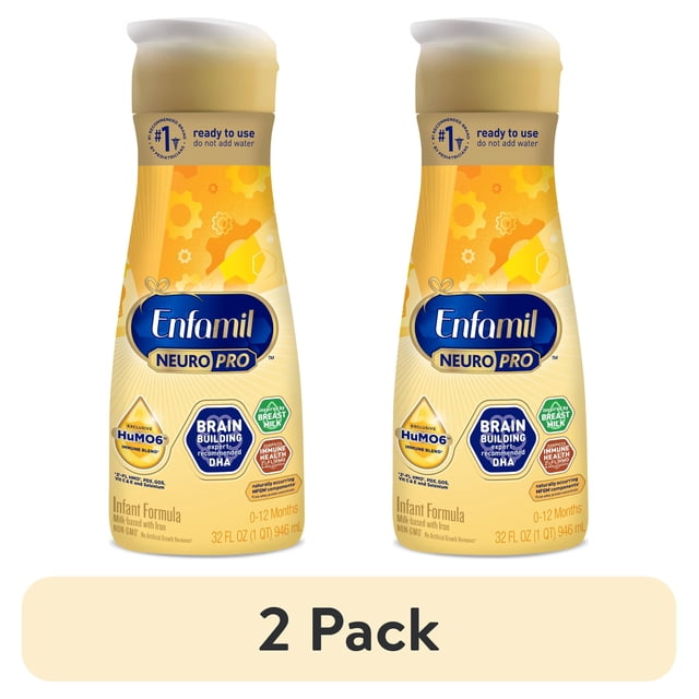 (2 pack) Enfamil NeuroPro Liquid Baby Formula, Brain Support, 32 fl oz ...