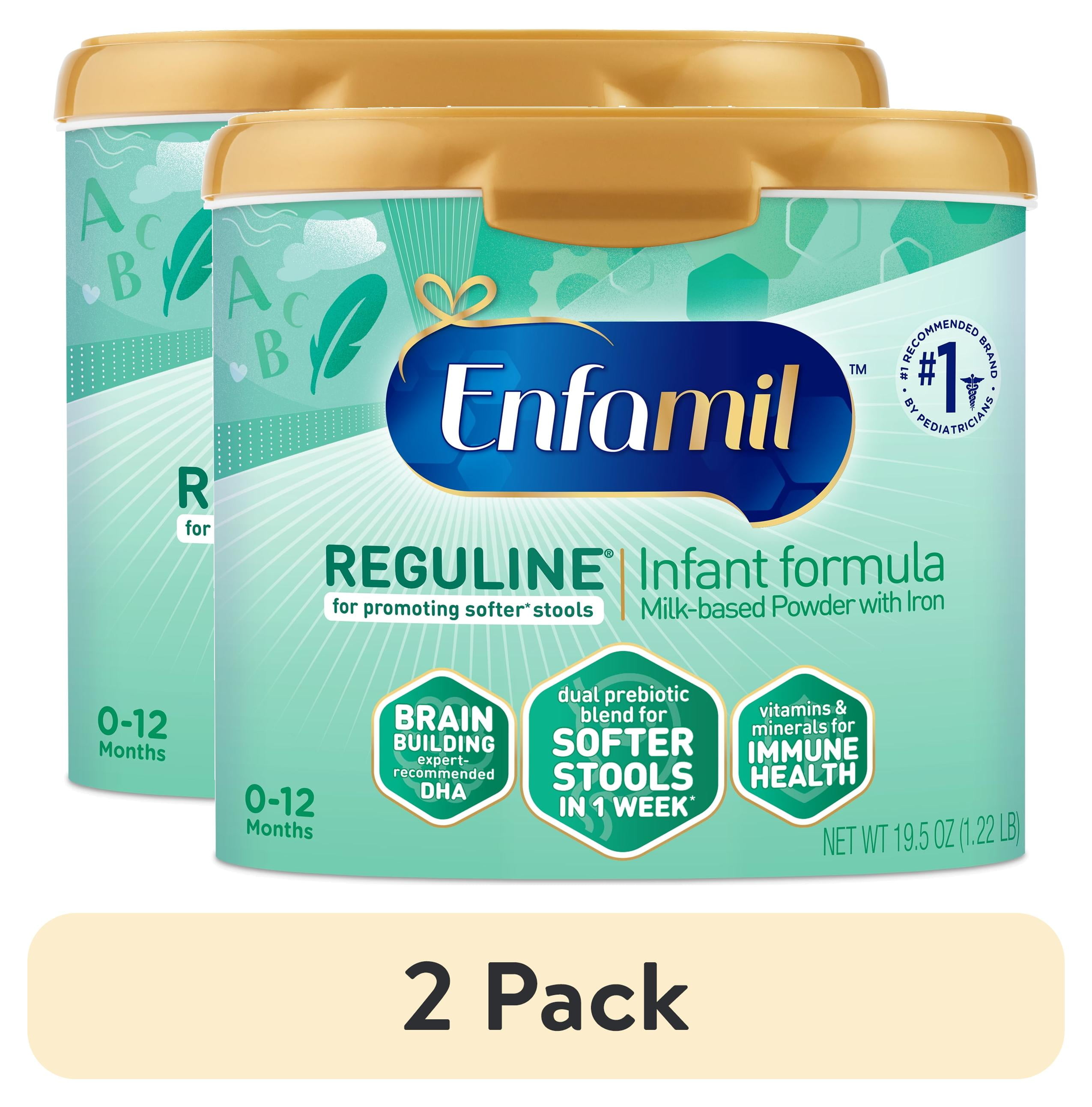 (2 pack) Enfamil Reguline Powder Baby Formula, Promotes Soft Stools, 19 ...