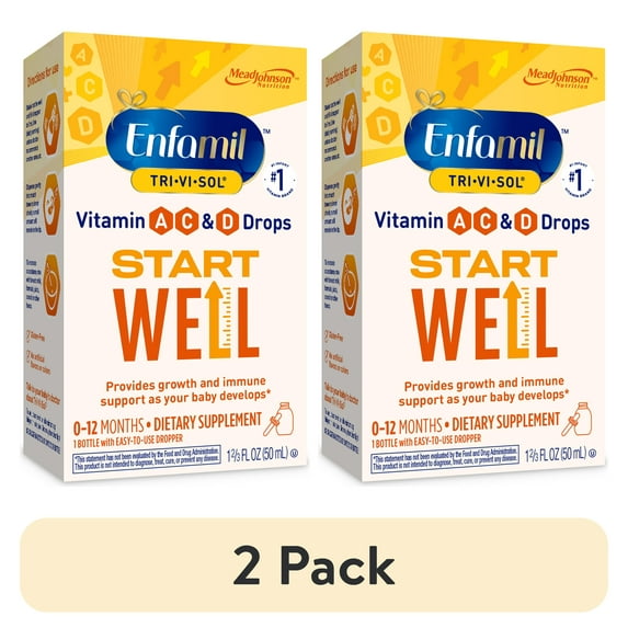 (2 pack) Enfamil Tri-Vi-Sol Infant Multivitamin Drops, Supports Growth ...
