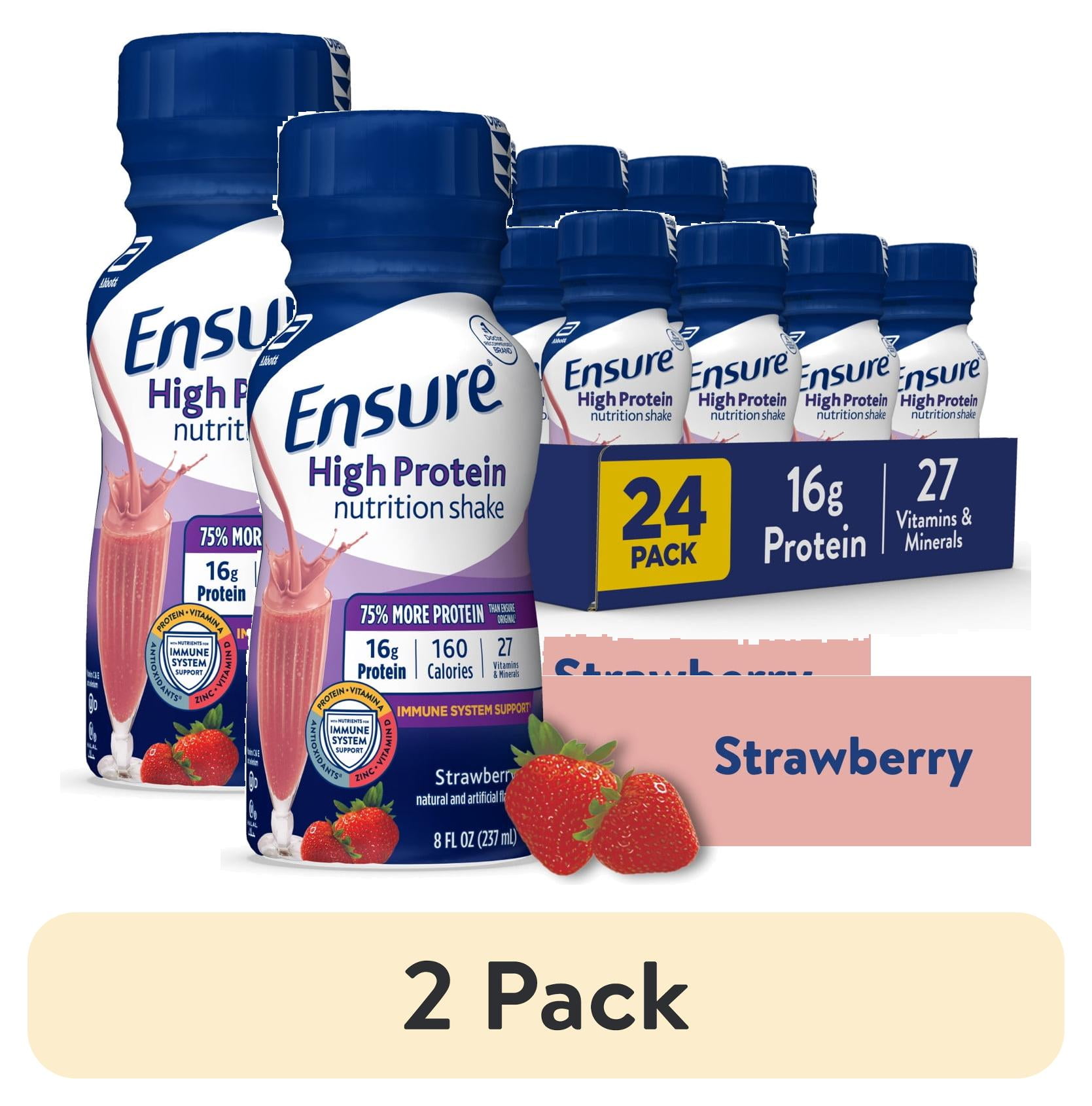 (2 pack) Ensure High Protein Nutrition Shake, Strawberry, Ready To ...