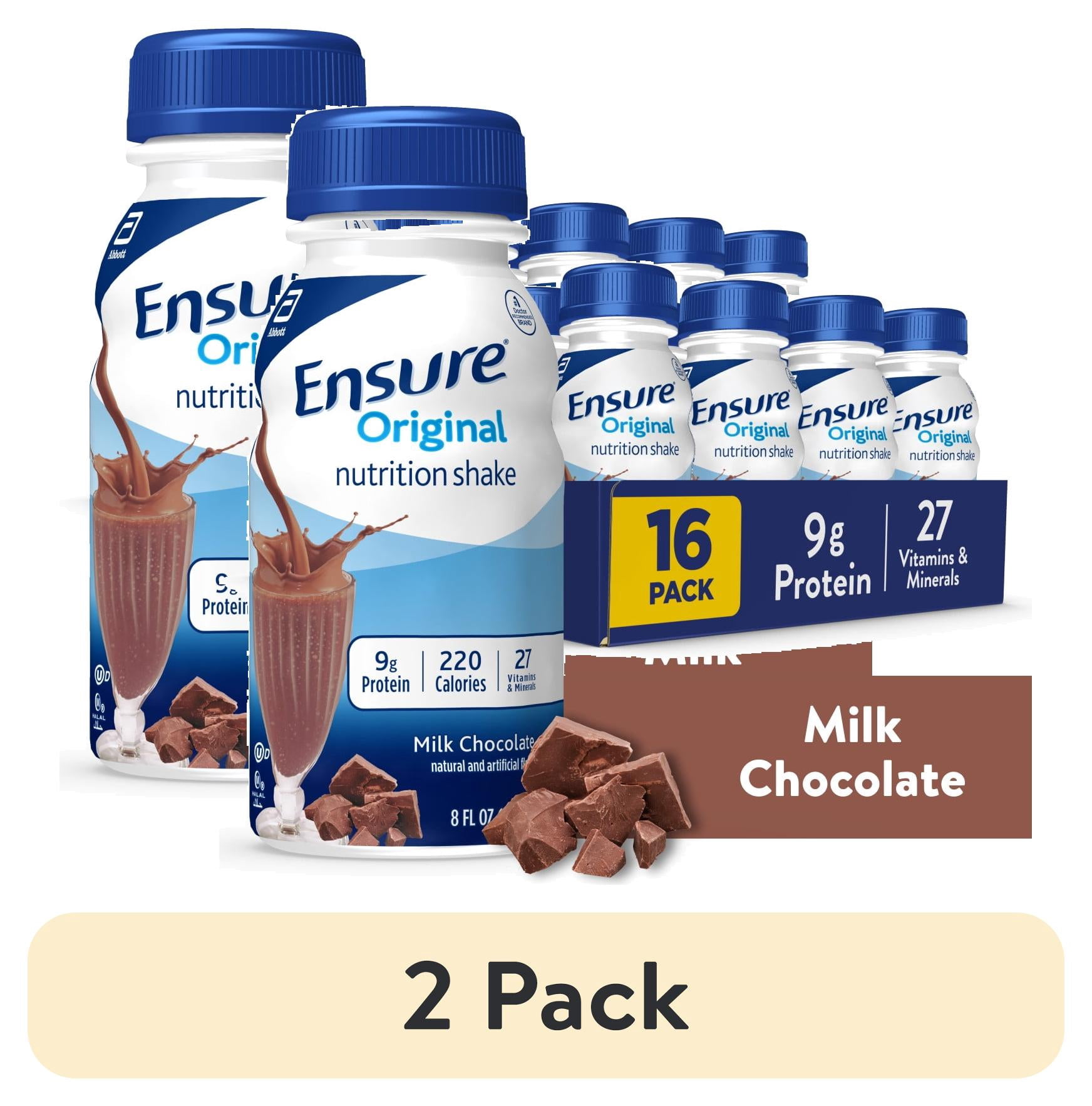 (2 pack) Ensure Original Nutrition Shake, 9g Protein, Milk Chocolate, 8 ...
