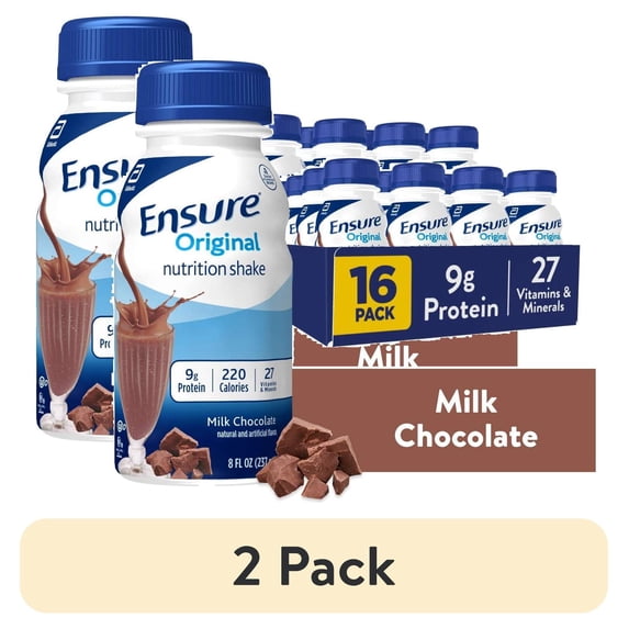 (2 pack) Ensure Original Nutrition Shake, 9g Protein, Milk Chocolate, 8 ...