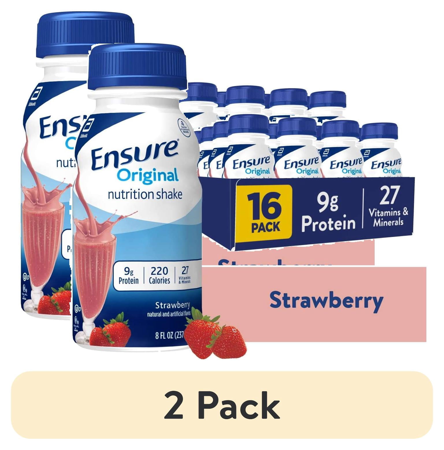 (2 pack) Ensure Original Nutrition Shake, 9g Protein, Strawberry, 8 fl ...
