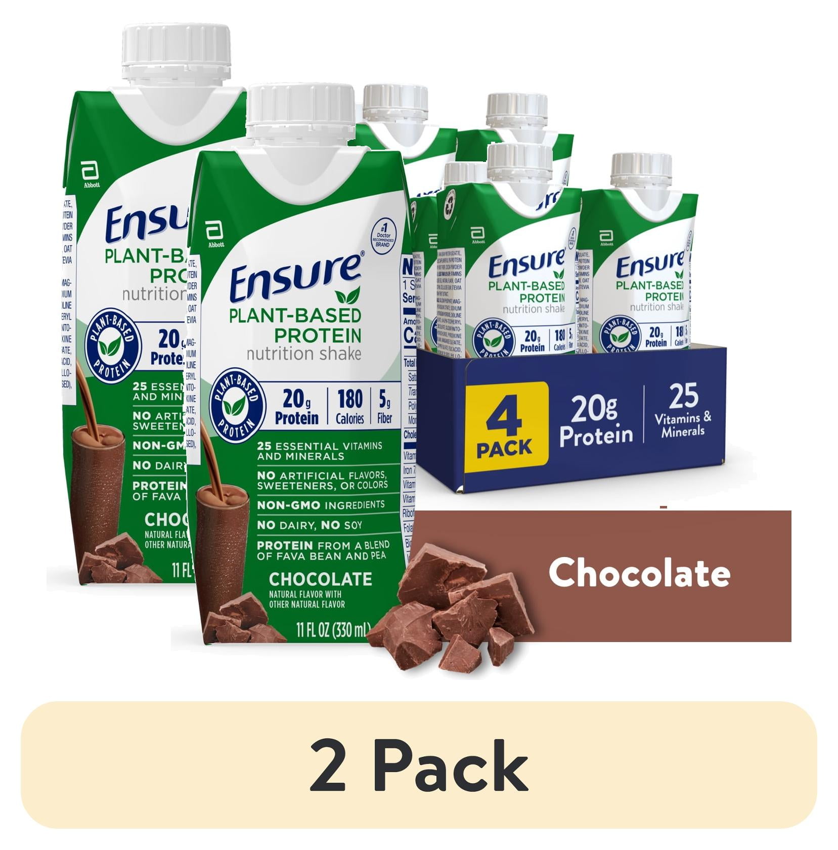 (2 pack) Ensure Plant-Based Protein Shake, Chocolate, 11 Fl Oz, 4 Pack ...