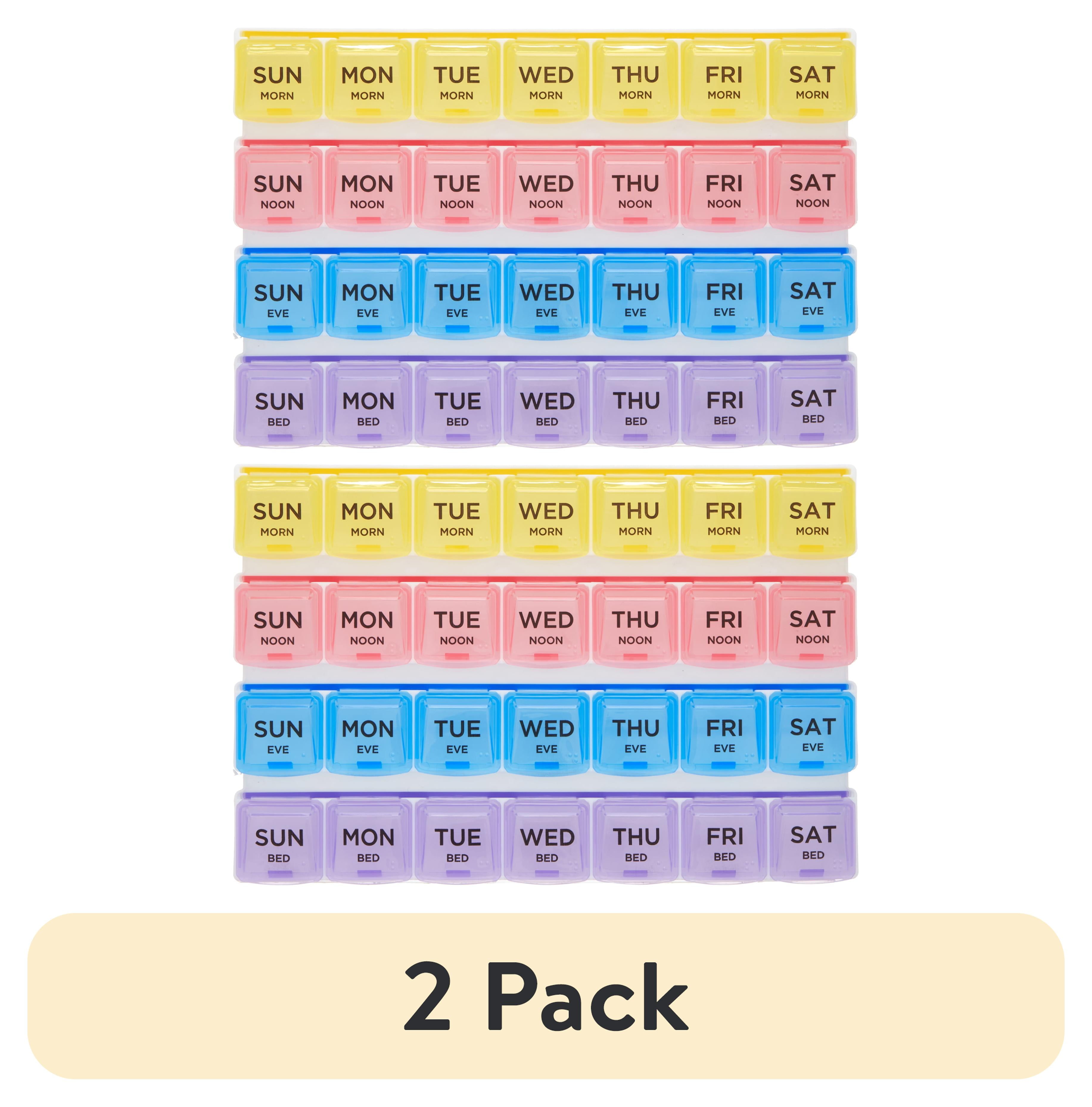 (2 pack) Equate 4-a-Day Pill Planner, 1 Week, 8.5" - Walmart.com