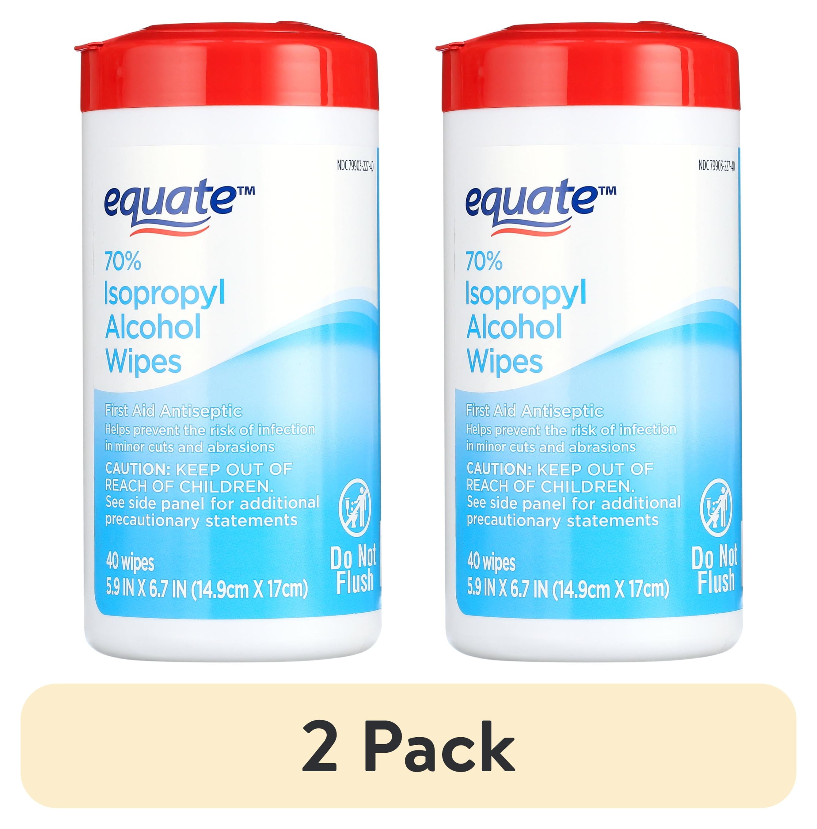 (2 pack) Equate 70% Isopropyl Alcohol Wipes, 40 Wipes - Walmart.com