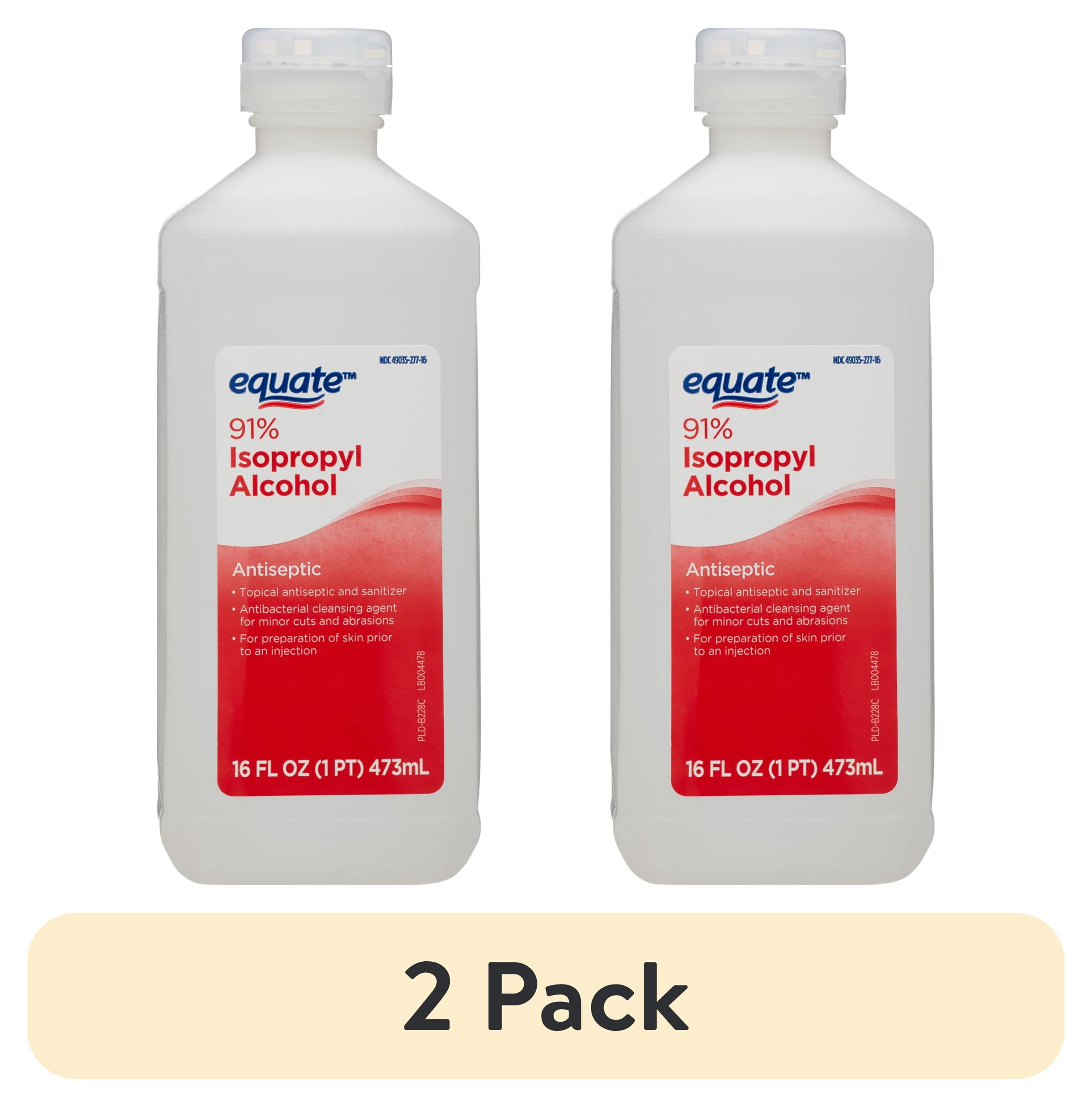 (2 pack) Equate 91% Isopropyl Alcohol Liquid Antiseptic, 16 fl oz ...