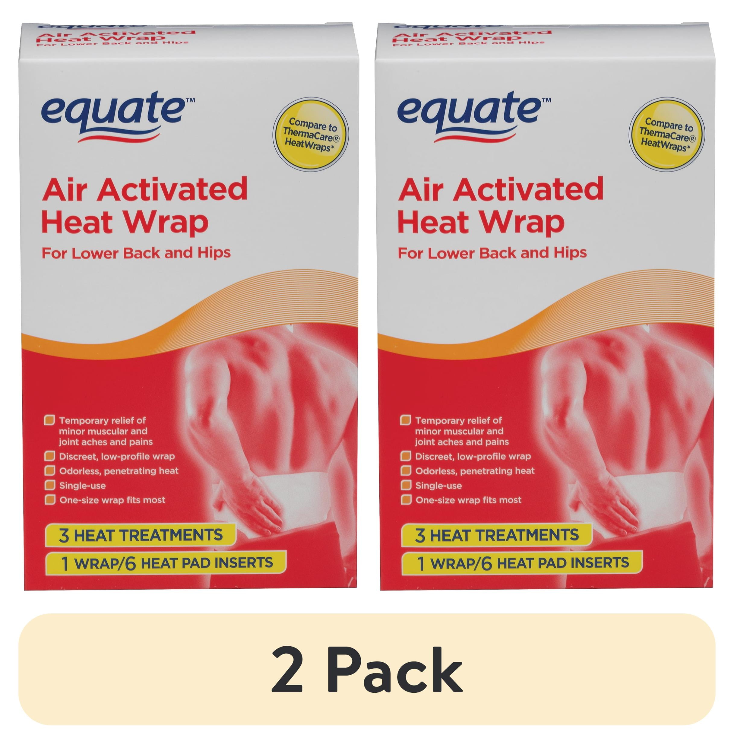 (2 pack) Equate Air Activated Heat Wrap, 3 Count (1 Wrap with 6 Pads ...