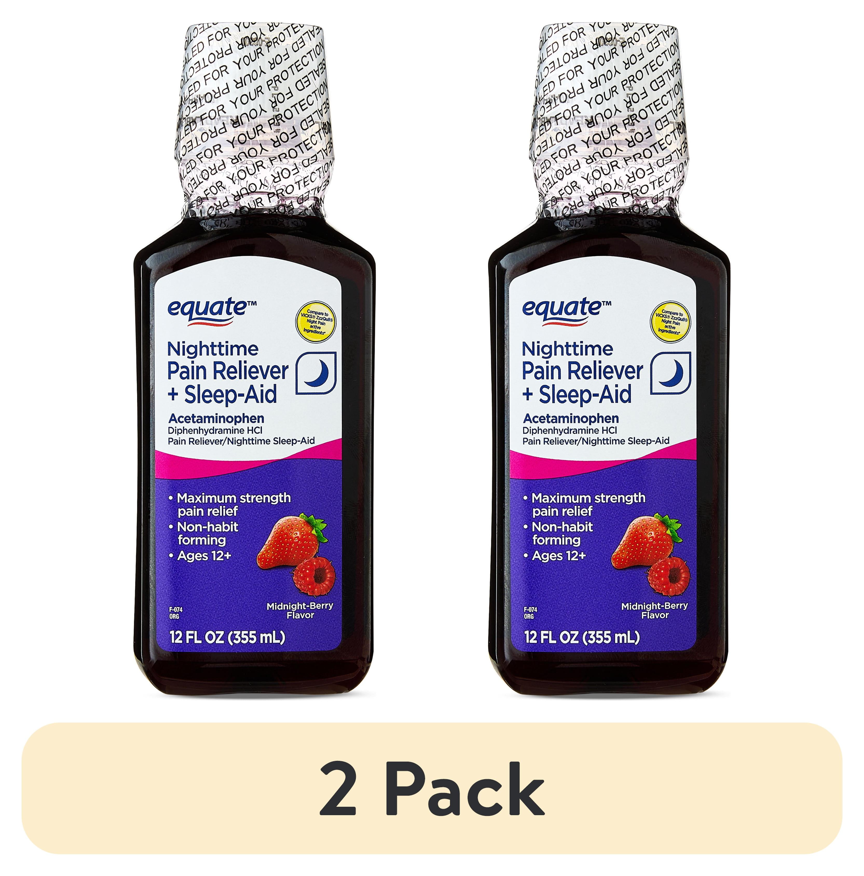 (2 pack) Equate Alcohol-Free Nighttime Pain Reliever+Sleep-Aid Liquid ...