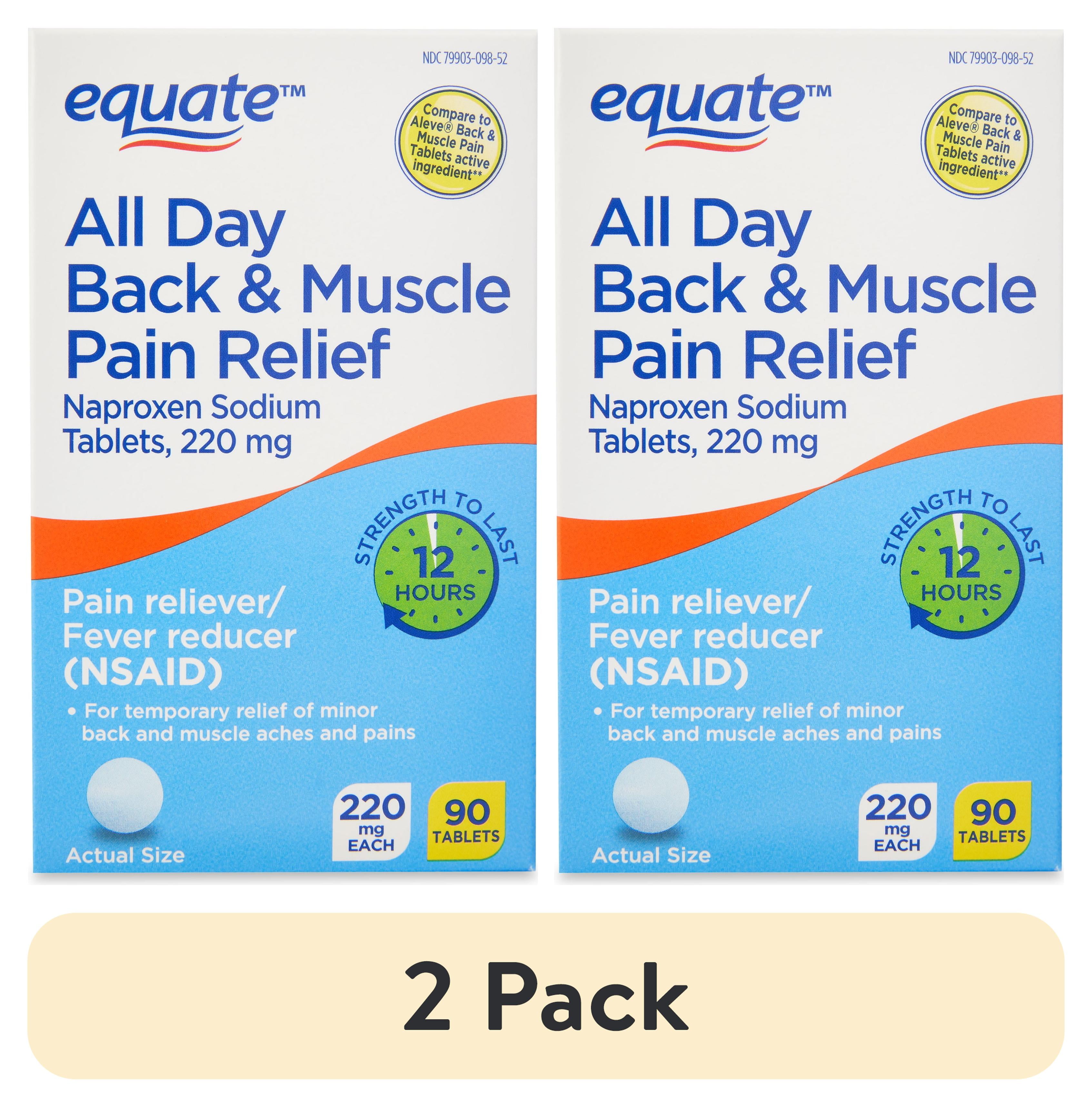 (2 pack) Equate All Day Back & Muscle Pain Relief Naproxen Sodium ...