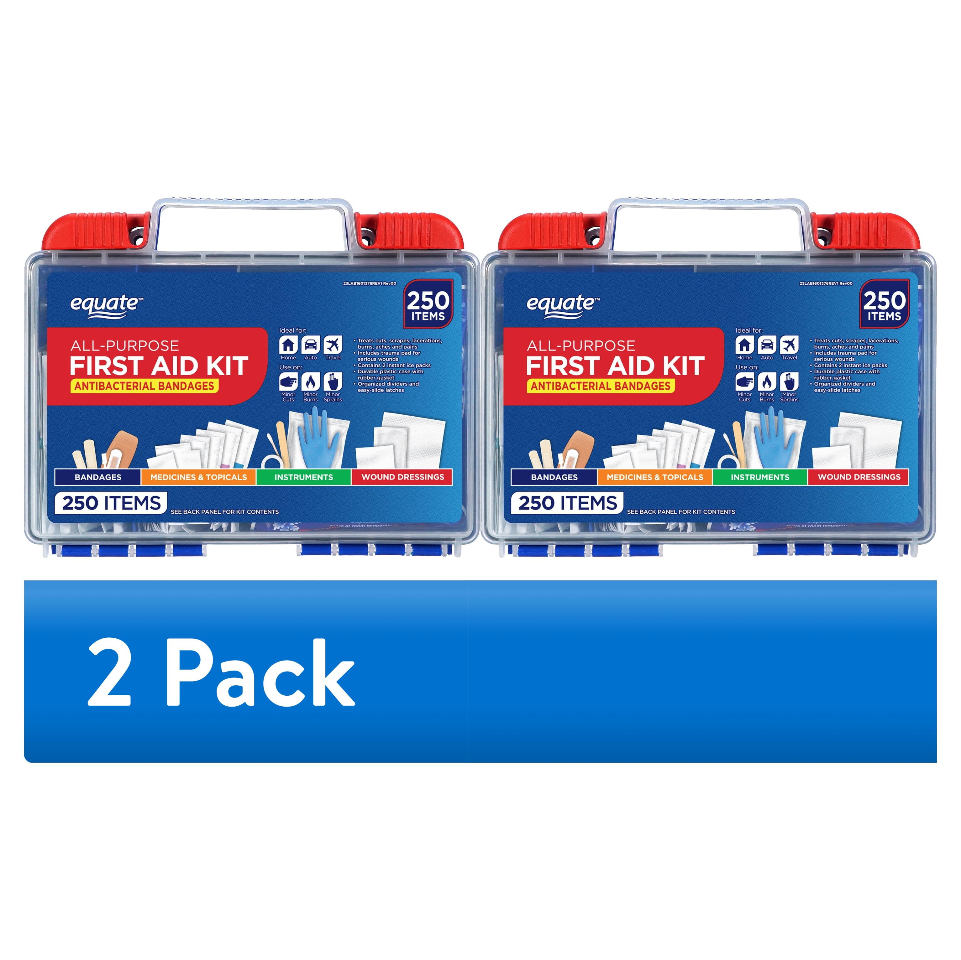 (2 pack) Equate All-Purpose First Aid Kit with Antibacterial Bandages ...
