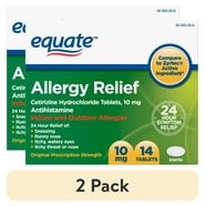 Equate Allergy Relief, Cetirizine Hydrochloride Tablets, 10 mg, 14 ...