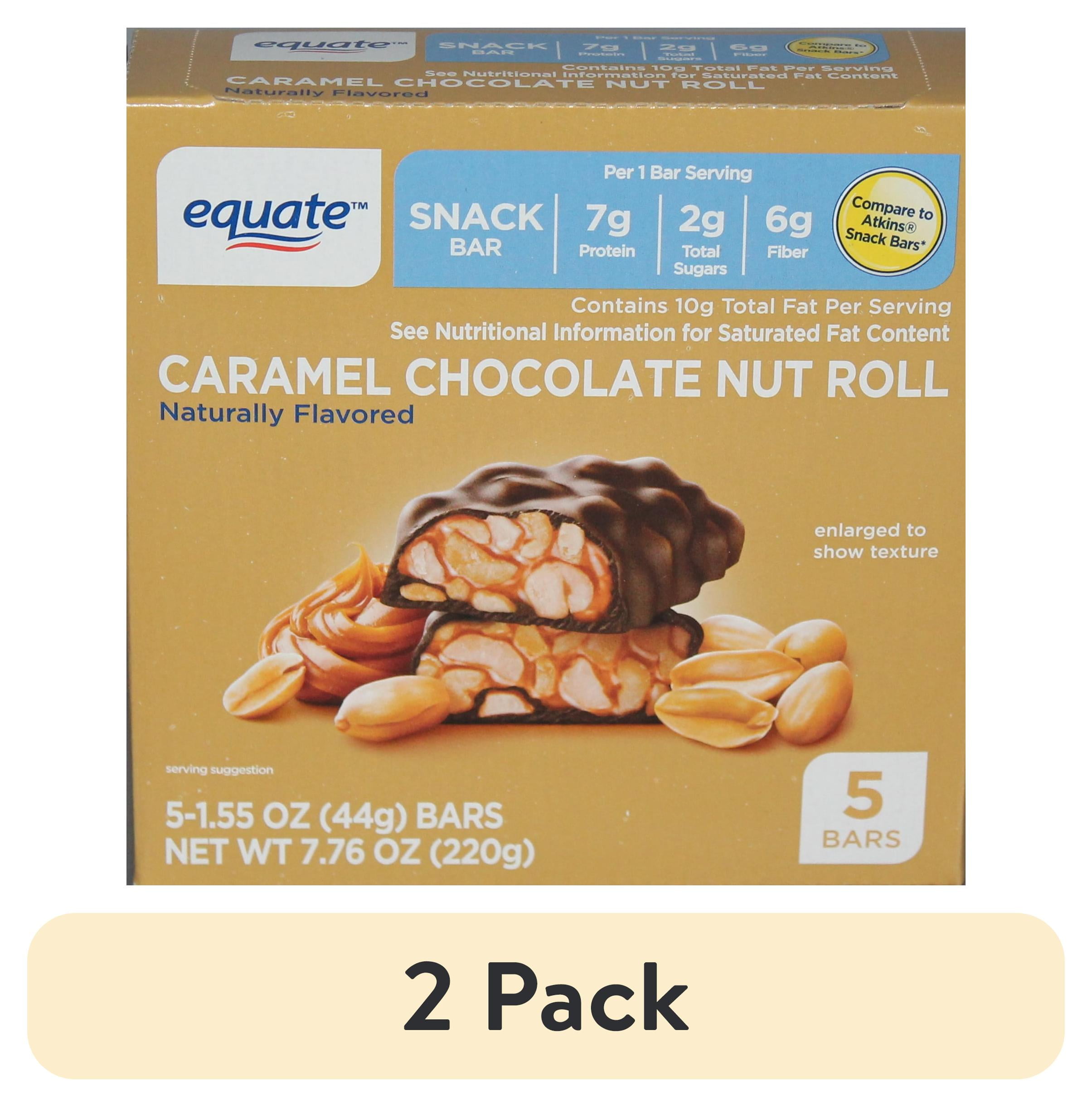(2 pack) Equate Caramel Chocolate Nut Roll Snack Bar, 7.76 oz, 5 Count ...