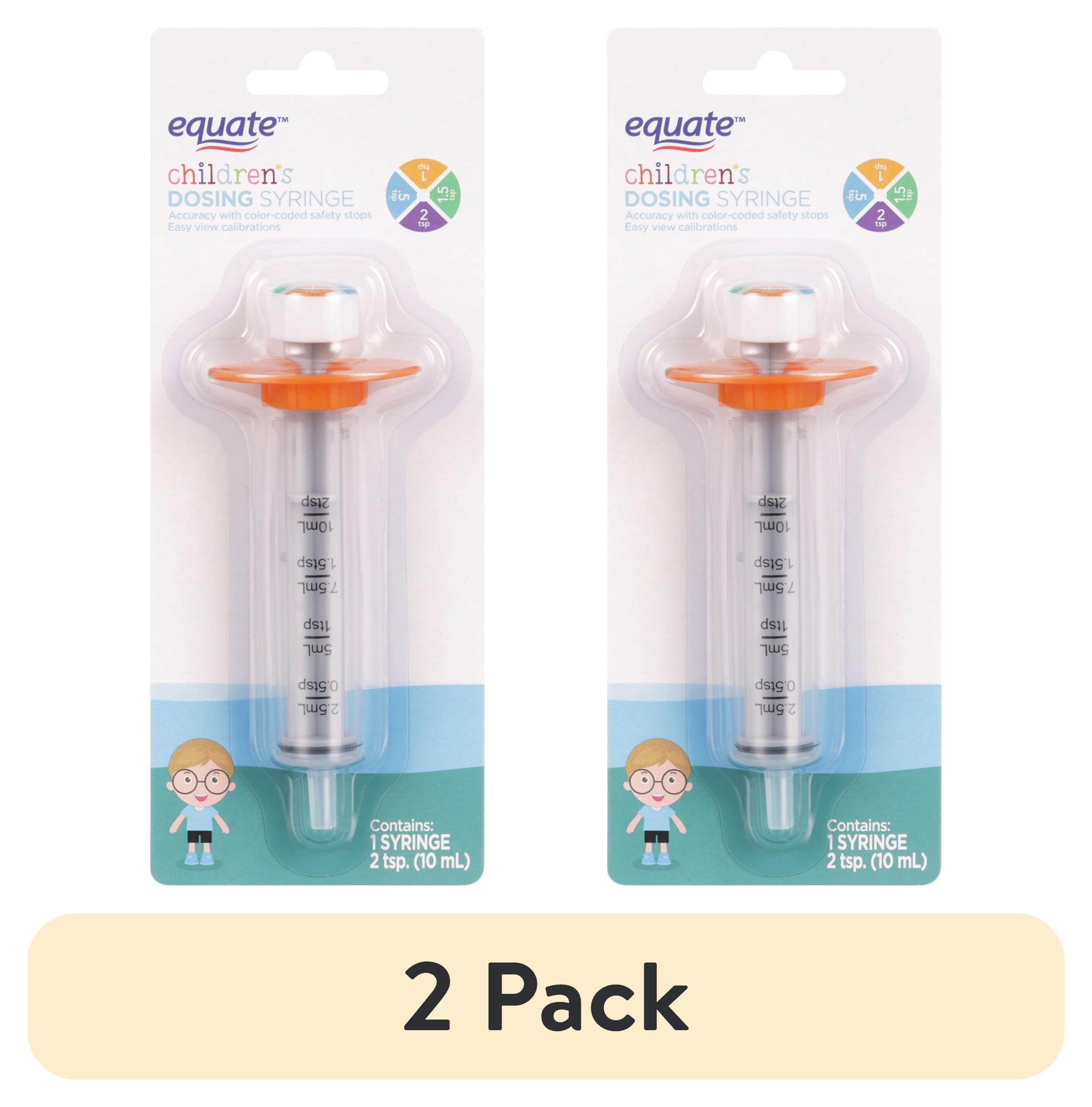 (2 pack) Equate Children's Medical Dosing Oral Syringe, Plastic, 2 Tsp ...