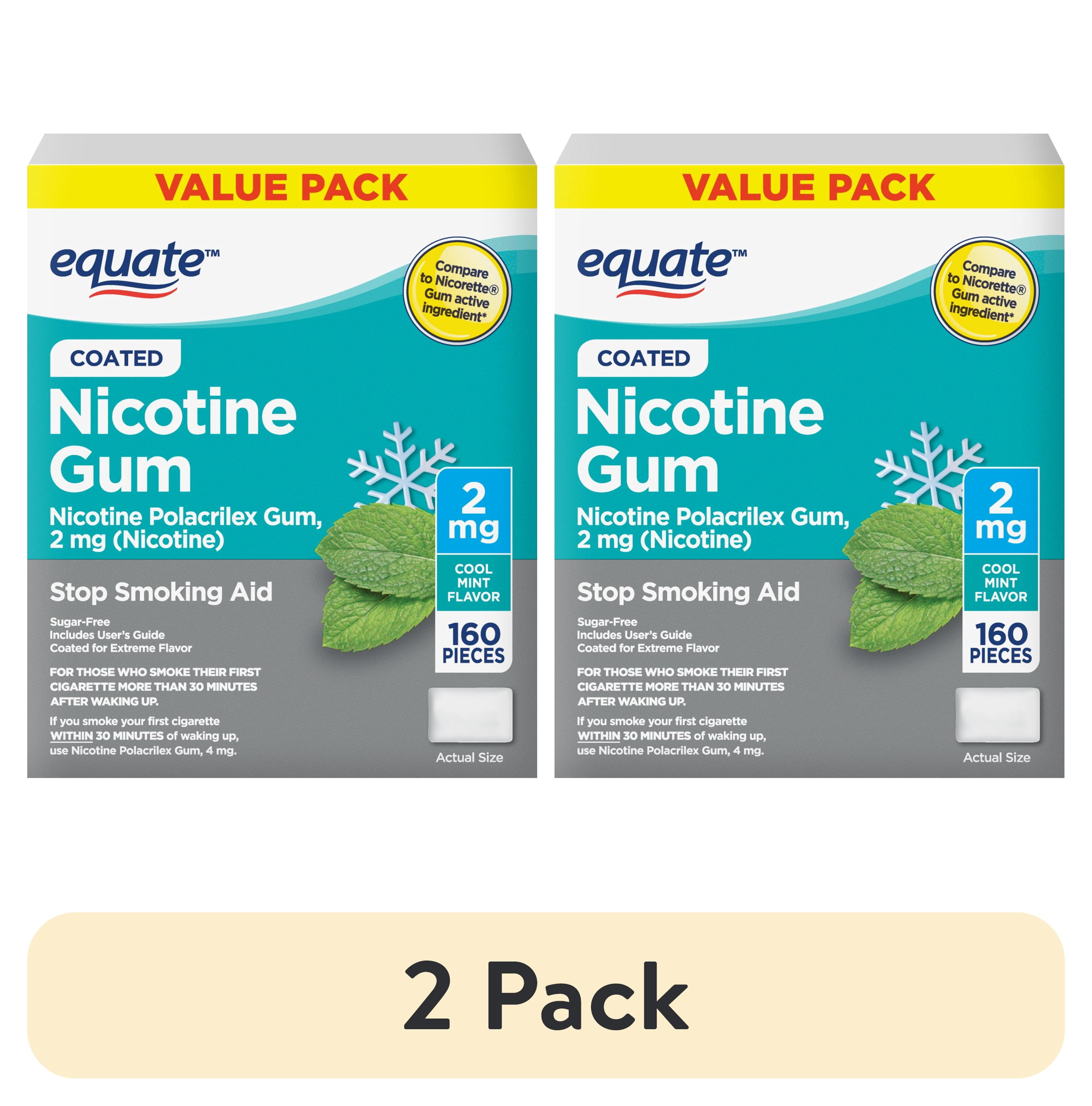 (2 pack) Equate Coated Nicotine Polacrilex Gum 2 mg, Stop Smoking Aid ...