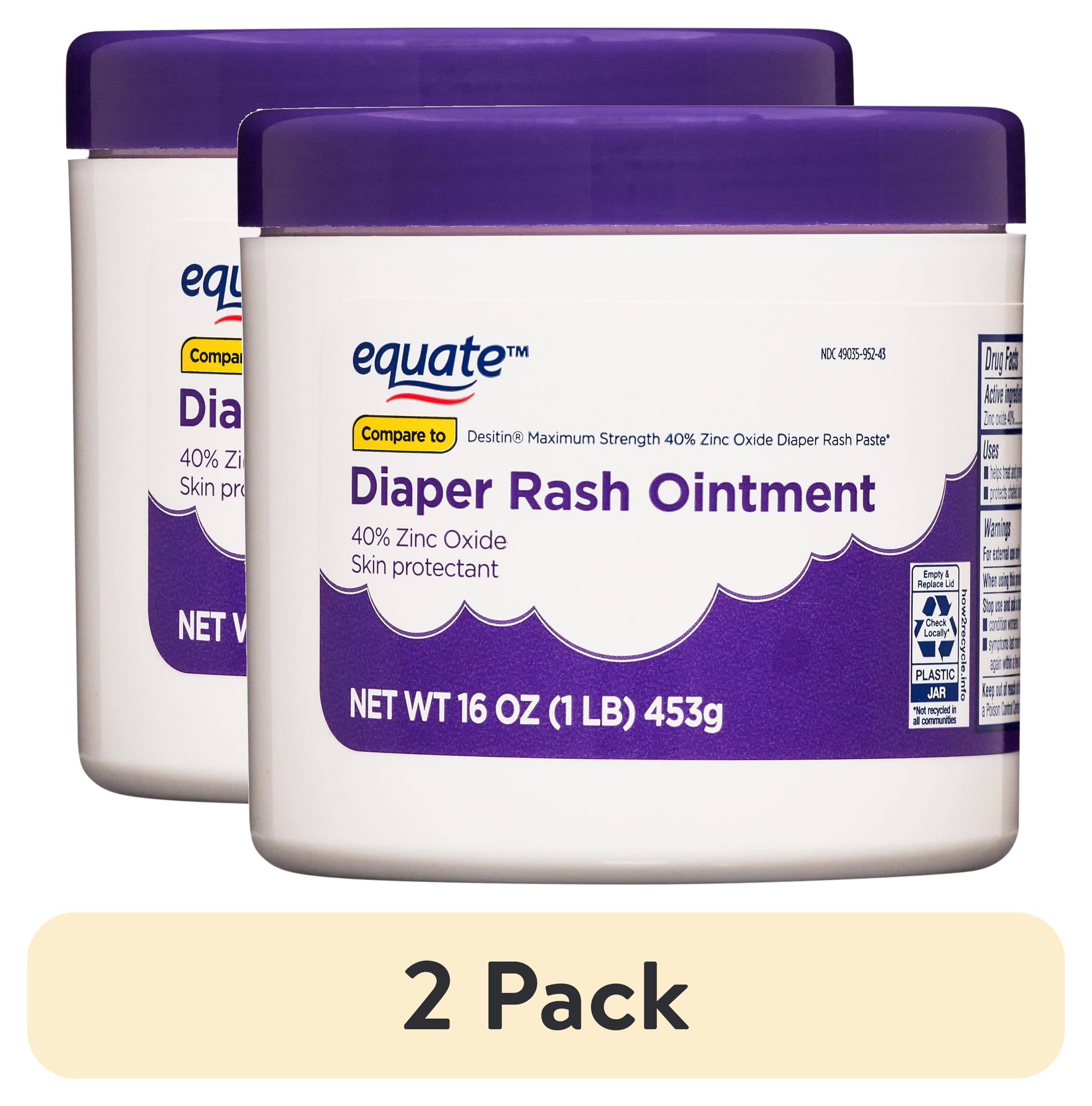 (2 pack) Equate Diaper Rash Ointment with 40% Zinc Oxide, 16 oz ...