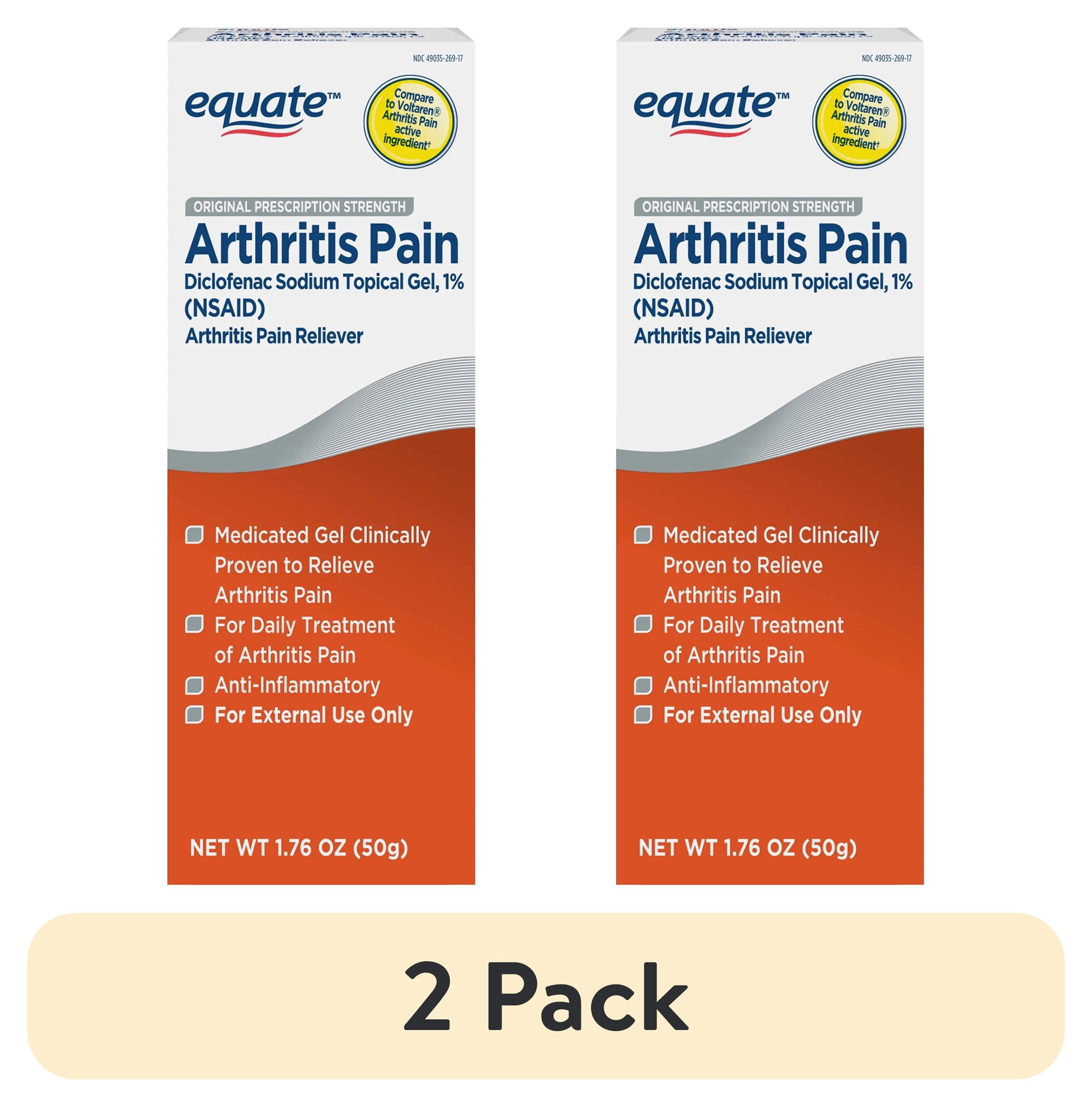 (2 pack) Equate Arthritis Pain Reliever Gel 1% Diclofenac Sodium, 1.76 ...