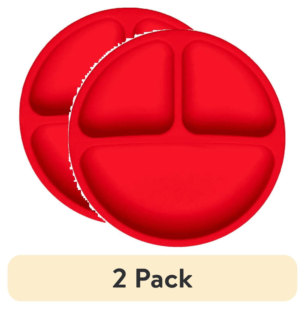 Equate Unbreakable Silicone Divided Plate, Red (2 Pack), Anti-Slip, BPA ...
