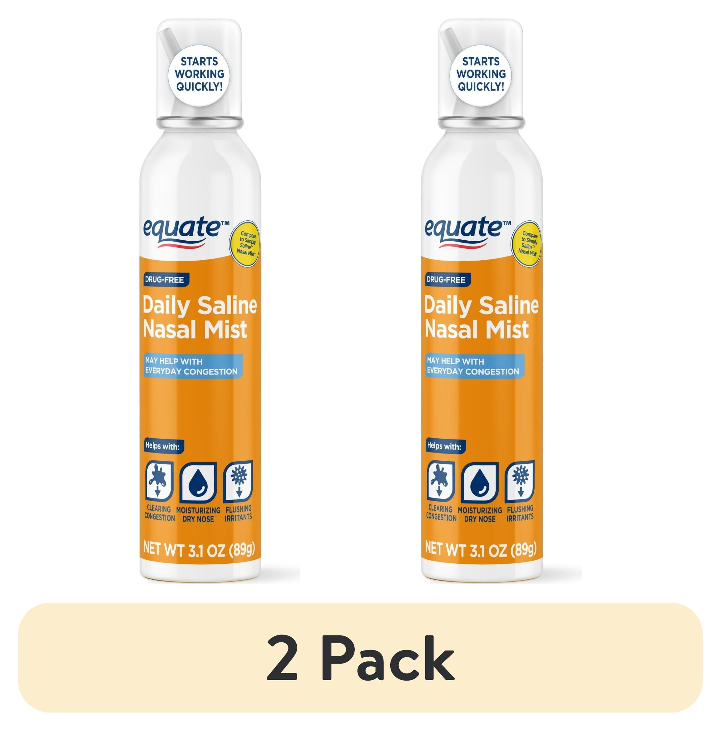 (2 pack) Equate Drug-Free Daily Saline Nasal Mist Spray for Sinus ...