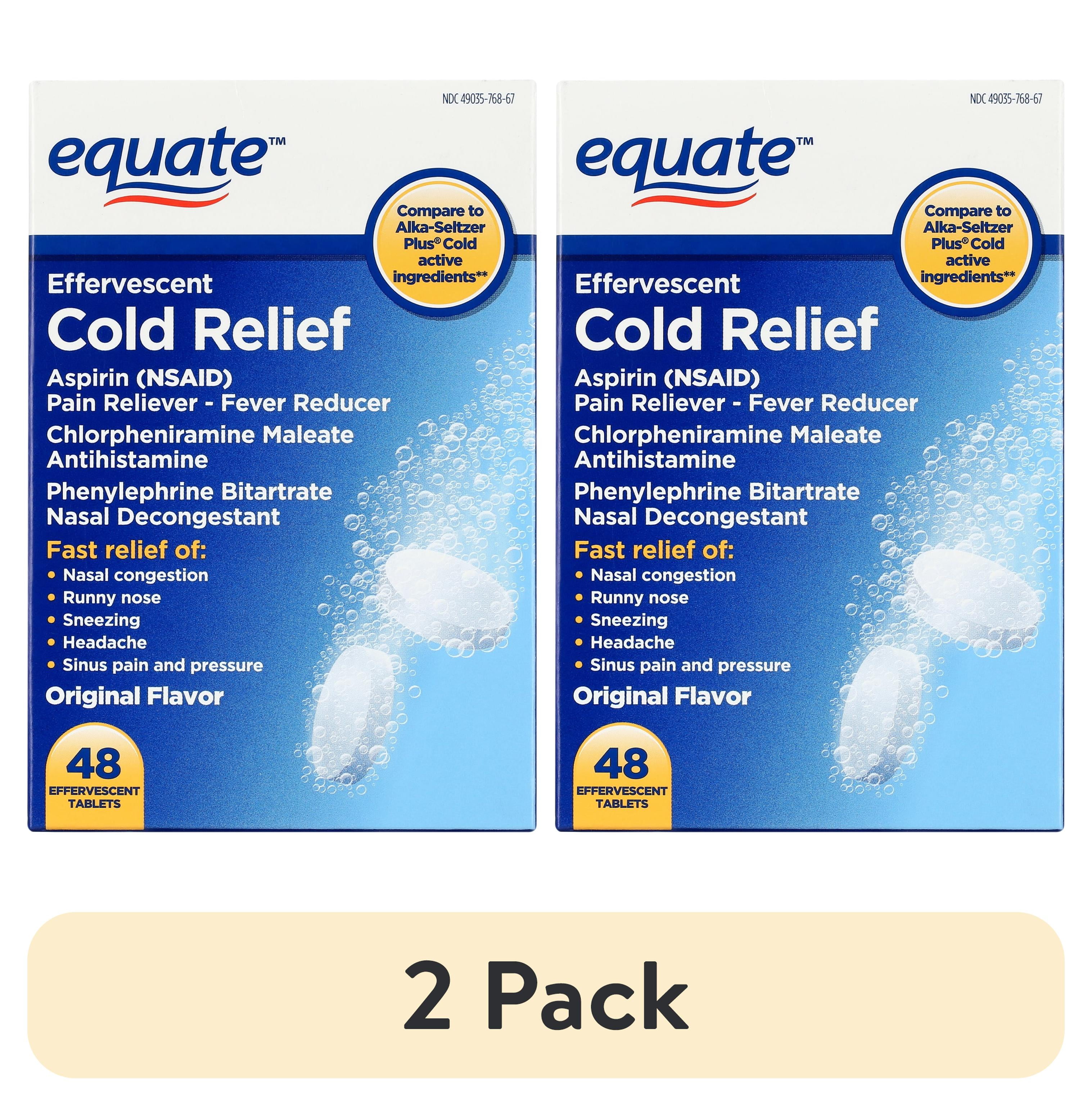 (2 pack) Equate Effervescent Cold Relief, 48 Tablets, Compare to Alka ...