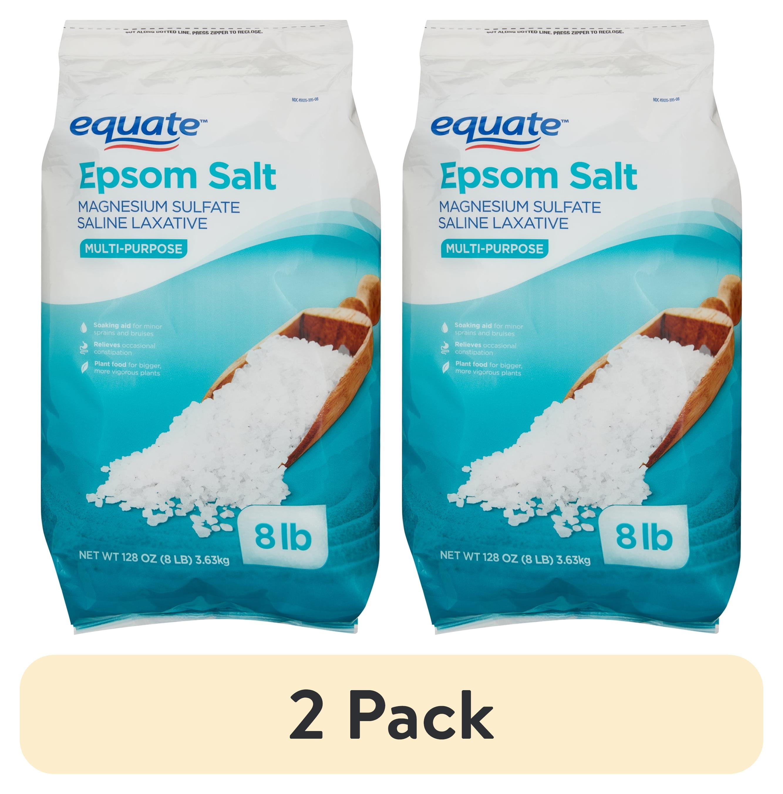 (2 pack) Equate Epsom Salt, Magnesium Sulfate, 128 oz (8lb), Unscented ...