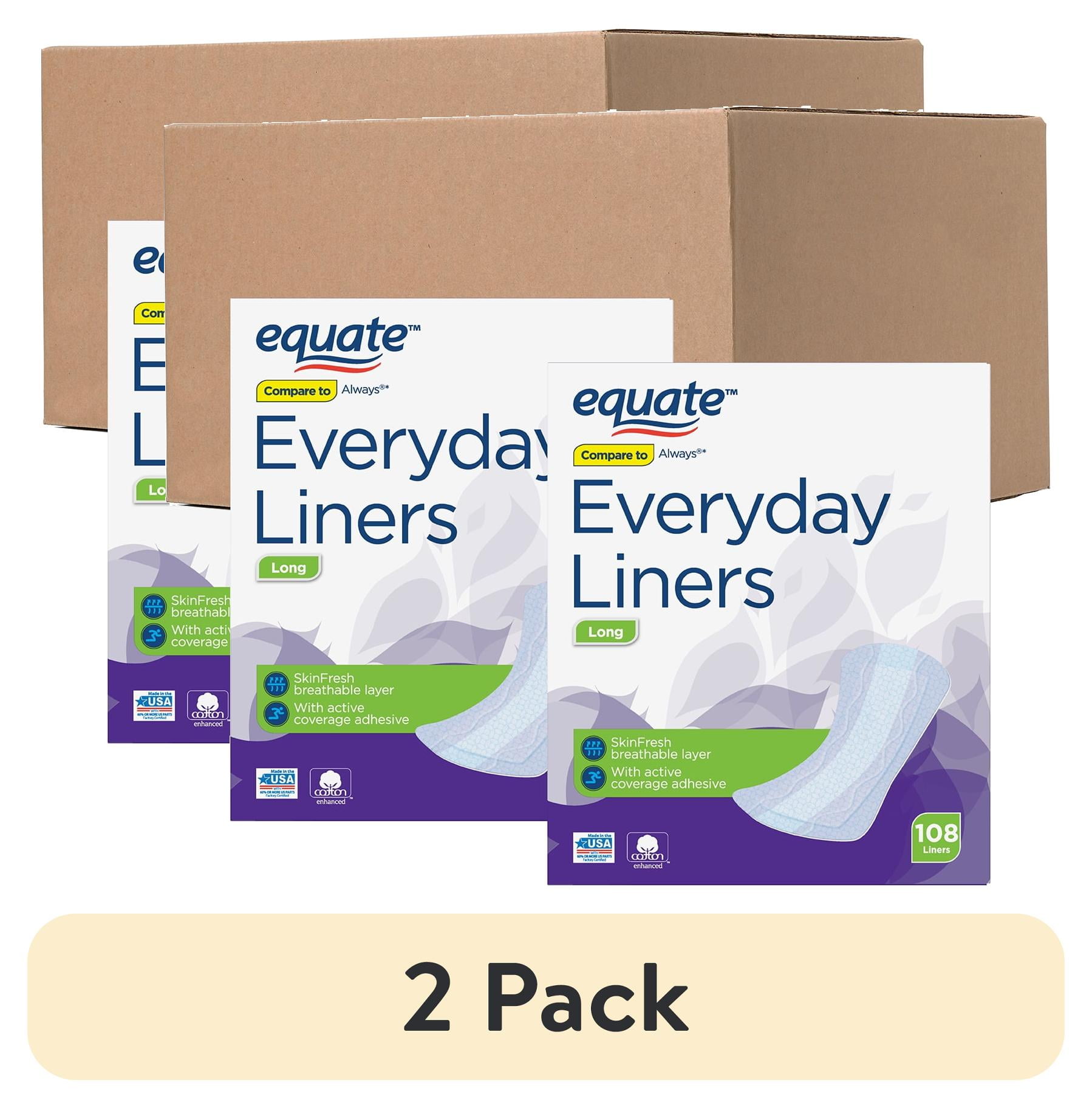 (2 pack) Equate Everyday Liners, Long, Unscented (216 Total Count - 2 ...