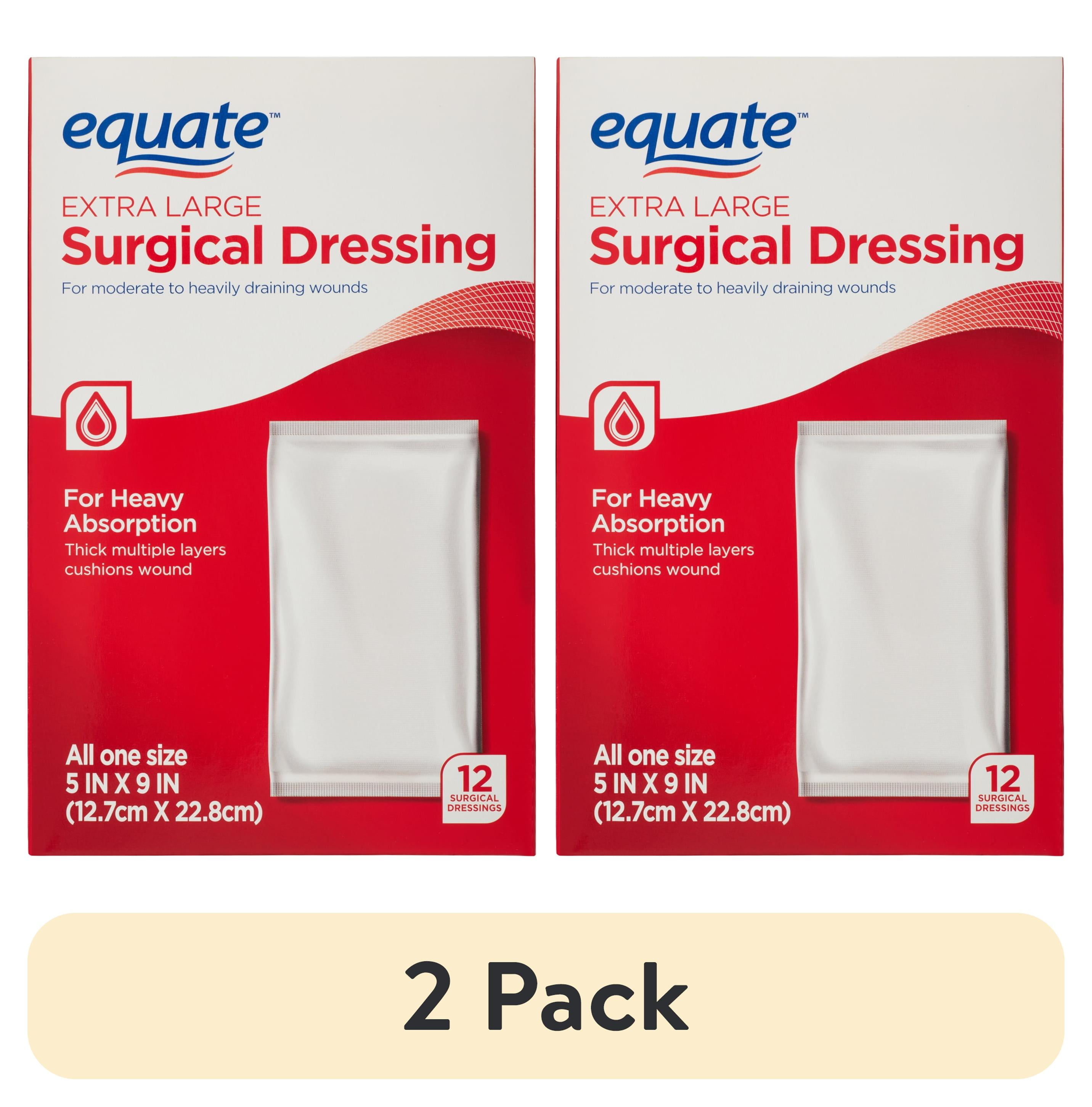 (2 pack) Equate Extra Large Surgical Dressing, 5 in x 9 in, 12 Count ...