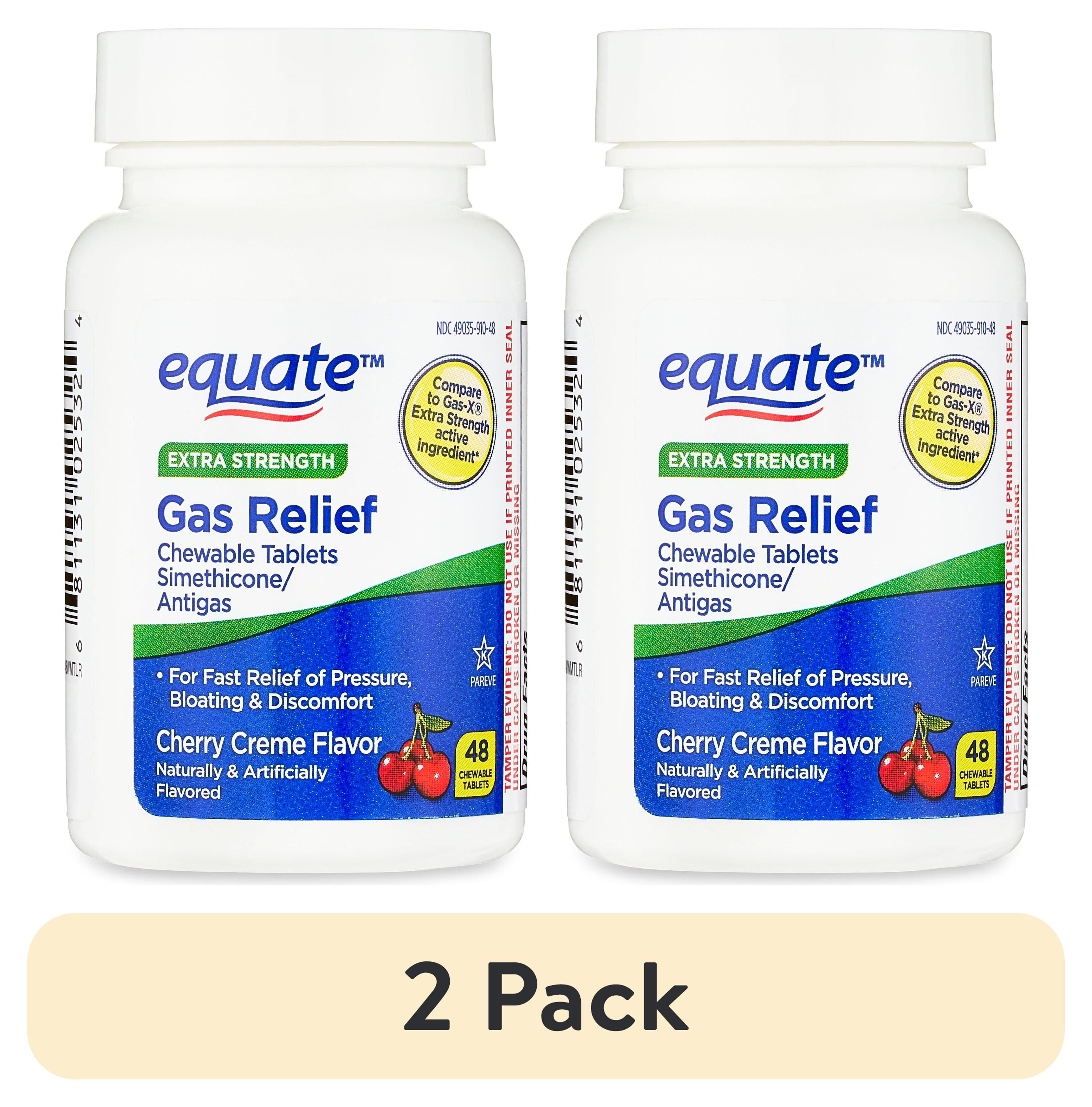 (2 pack) Equate Extra Strength Gas Relief Cherry Crème Chewable Tablets ...