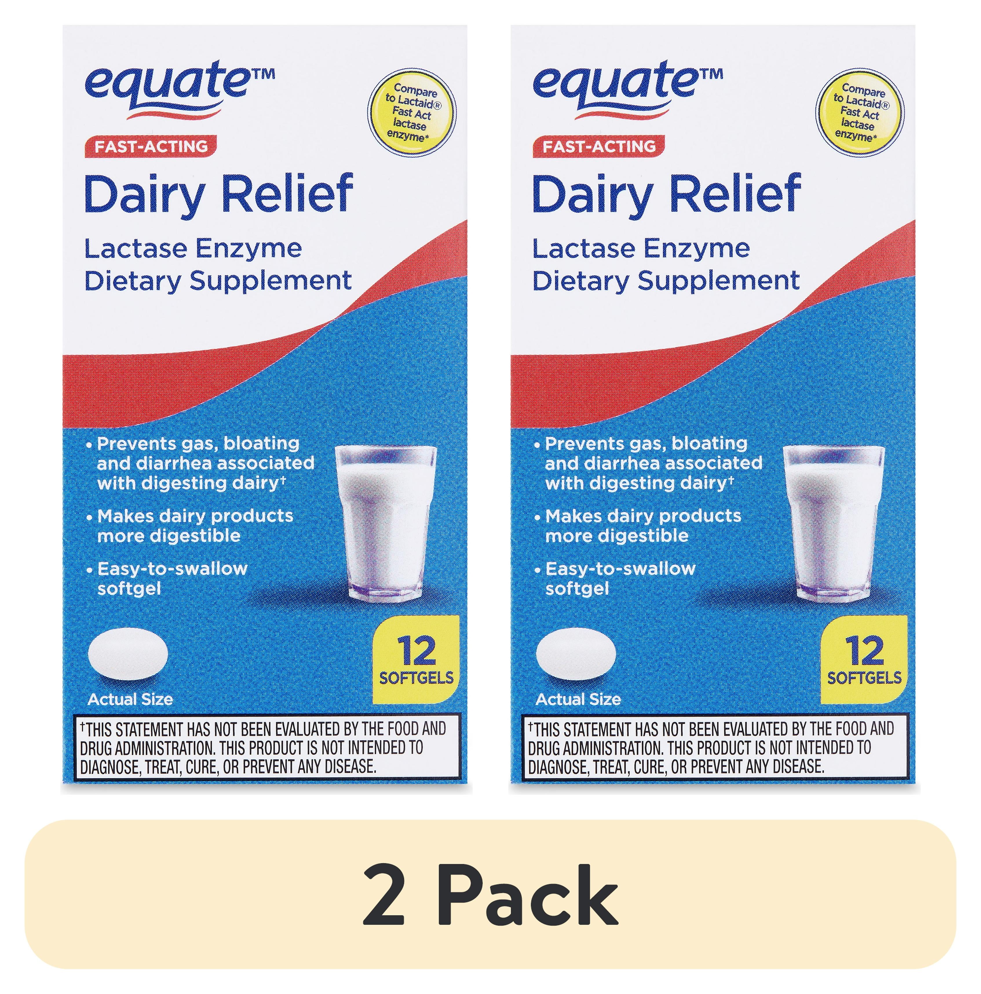 (2 pack) Equate Fast Acting Dairy Relief Lactase Enzyme Dietary ...