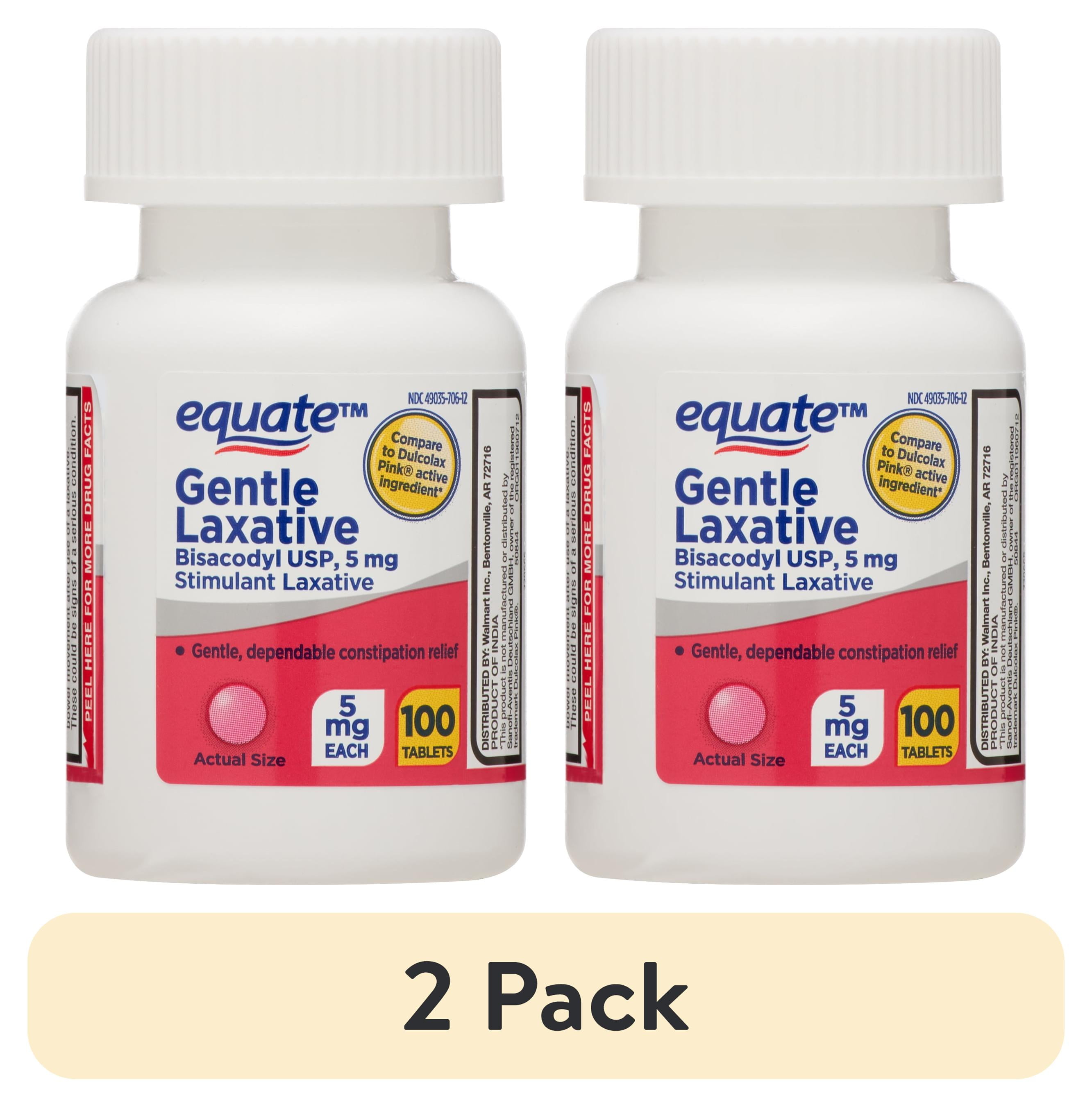 (2 pack) Equate Gentle Laxative Tablets for Constipation, 100 Count ...