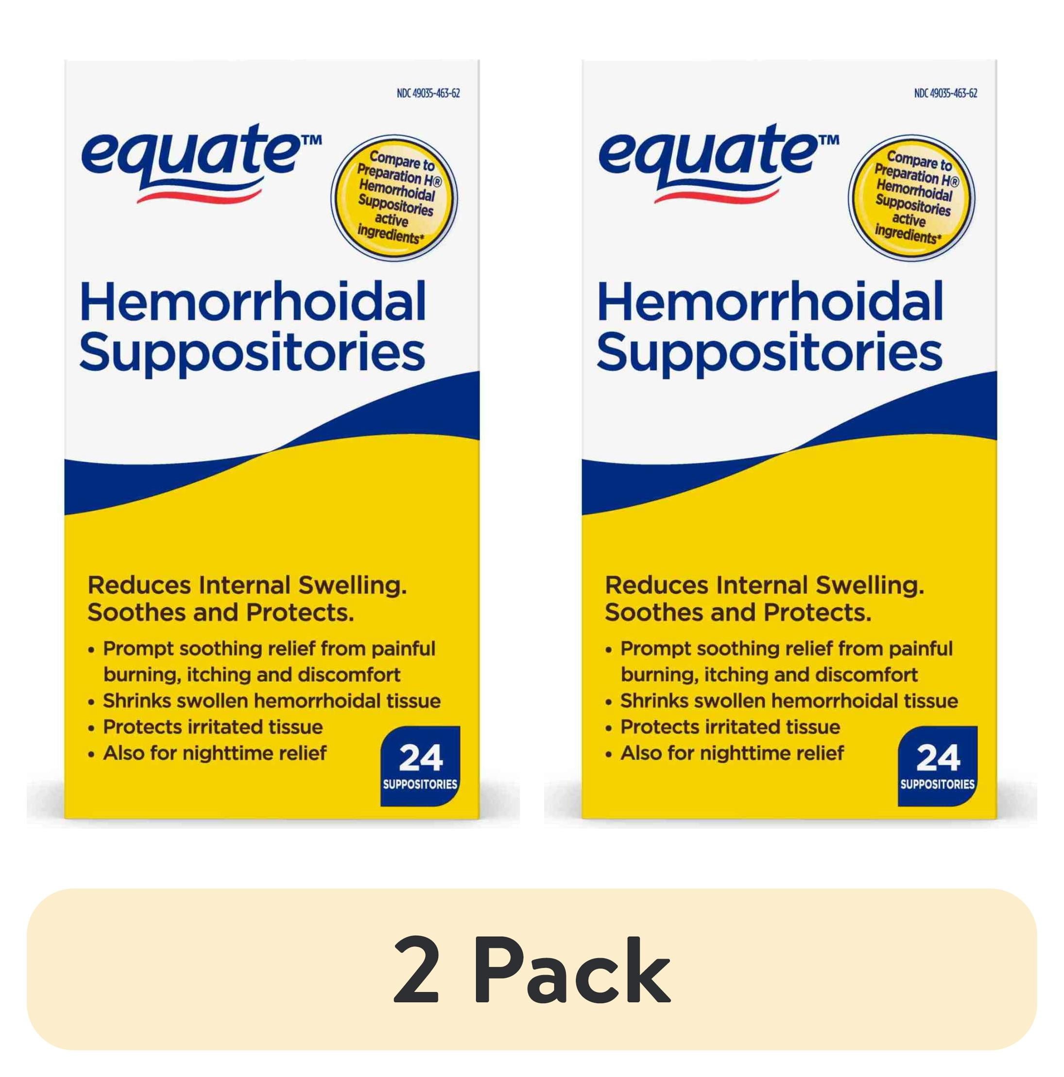 (2 pack) Equate Hemorrhoidal Suppositories, Relief from Burning ...
