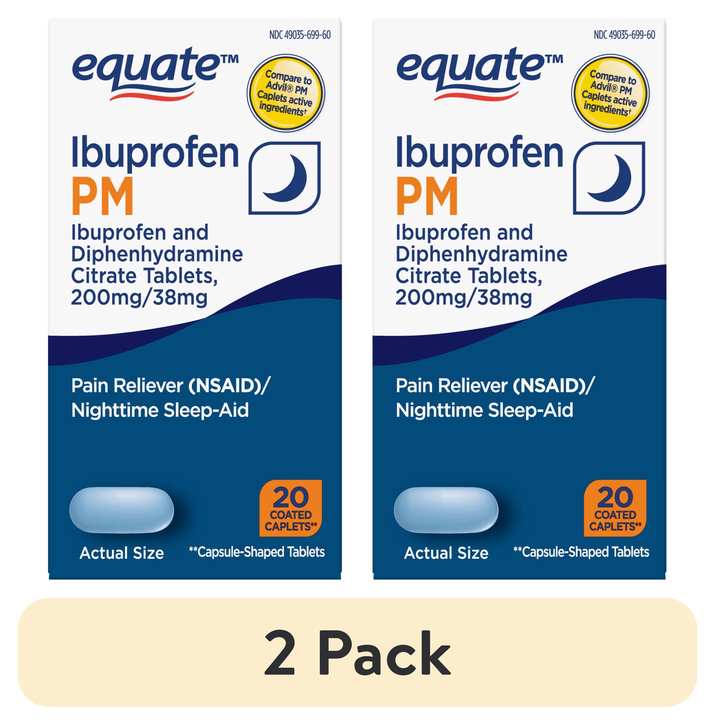 (2 pack) Equate Ibuprofen PM, Pain Reliever (NSAID) and Nighttime Sleep ...