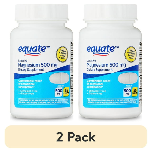 (2 pack) Equate Magnesium Laxative Dietary Supplement Caplets for ...