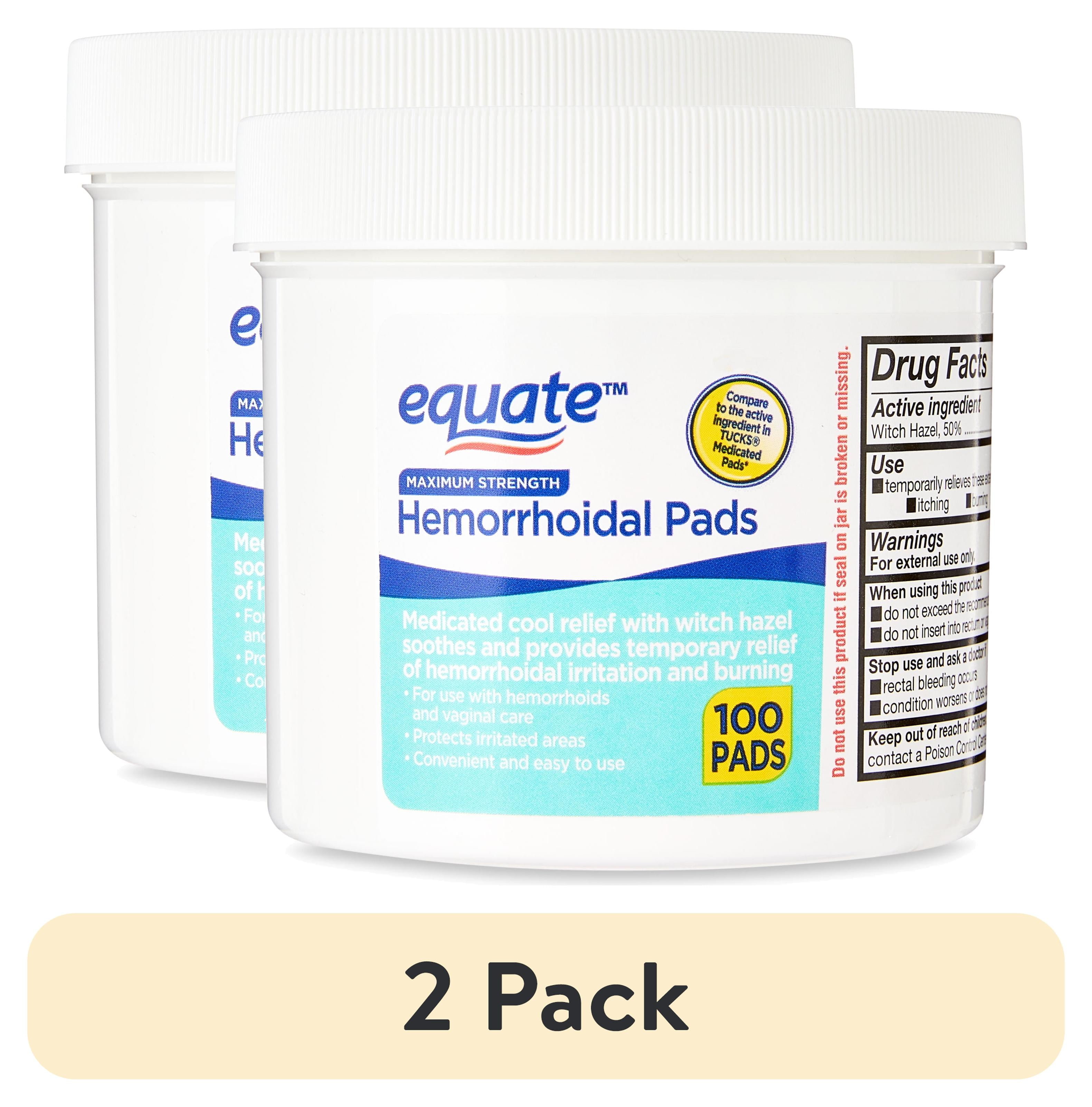 (2 pack) Equate Medicated Cool Relief Hemorrhoidal Pads, 100 Count ...