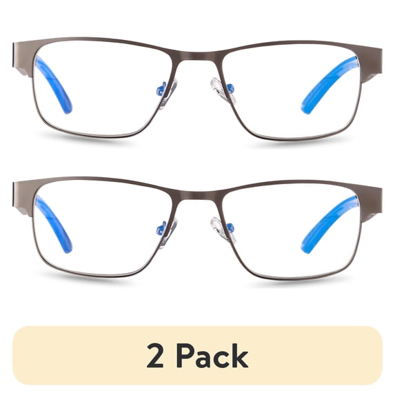 (2 pack) Equate Men's Miller Bluelight Spring Hinge Rectangular Reading ...